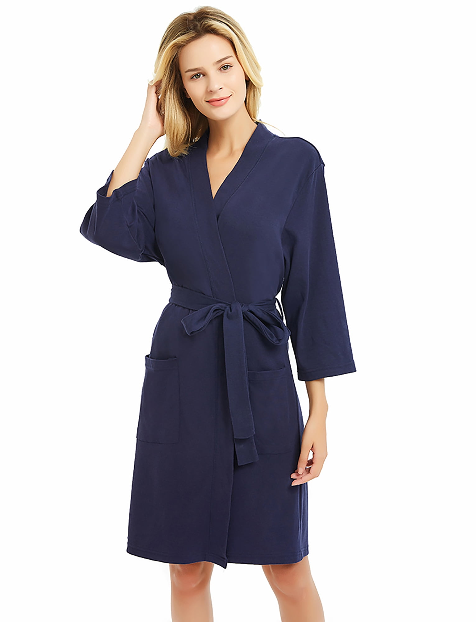 U2SKIIN Womens Robes, Lightweight Blend Cotton Bathrobe 3/4 Sleeves ...