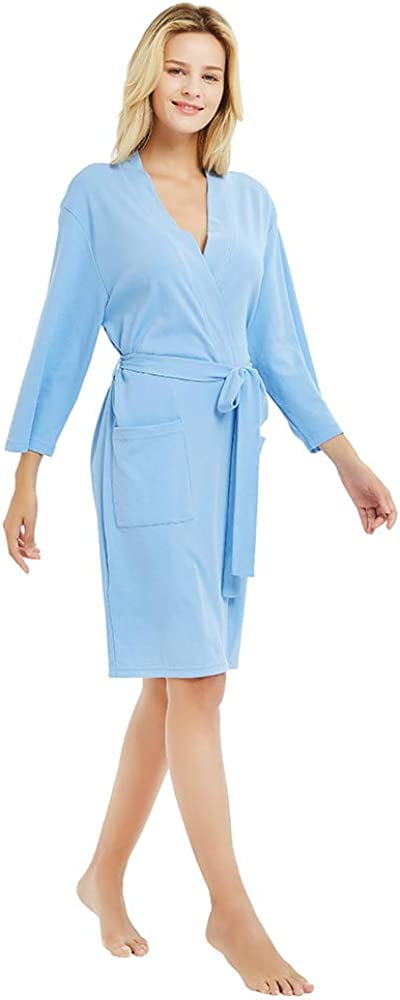 U2SKIIN Womens Kimono Robes, Lightweight Cotton Bathrobe, 3/4 Sleeves ...