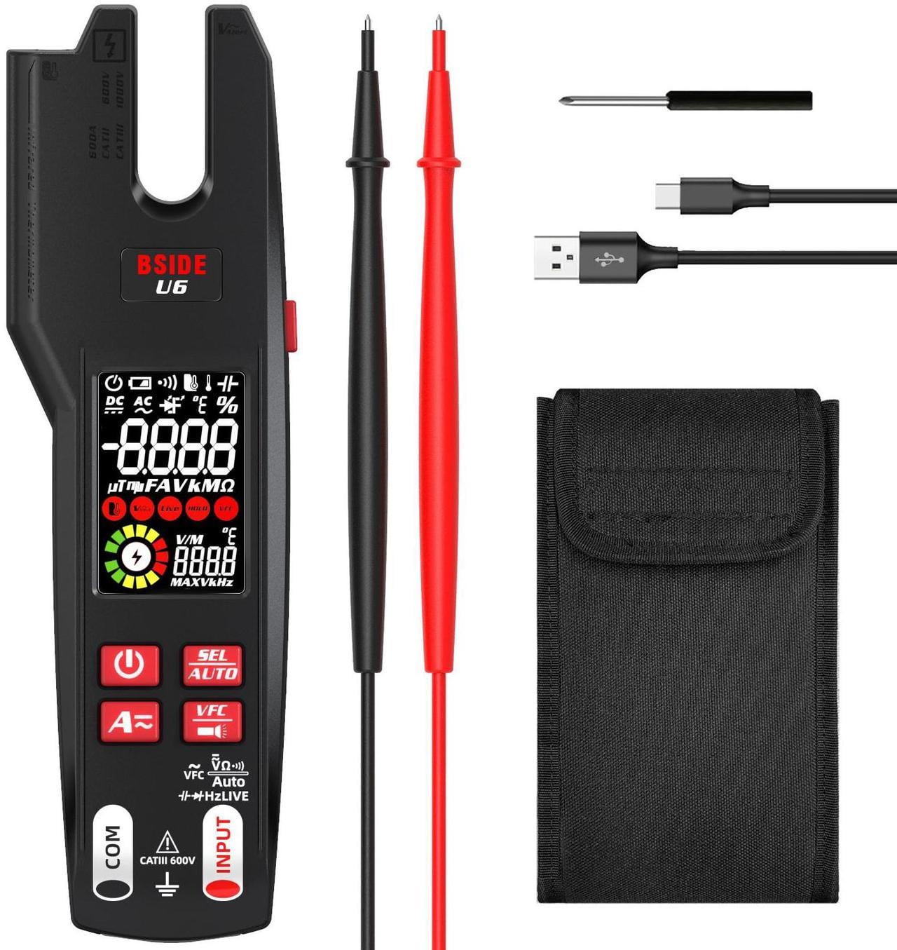 U6 Electrical Tester with Infrared Thermometer Open-Clamp Current Meter ...