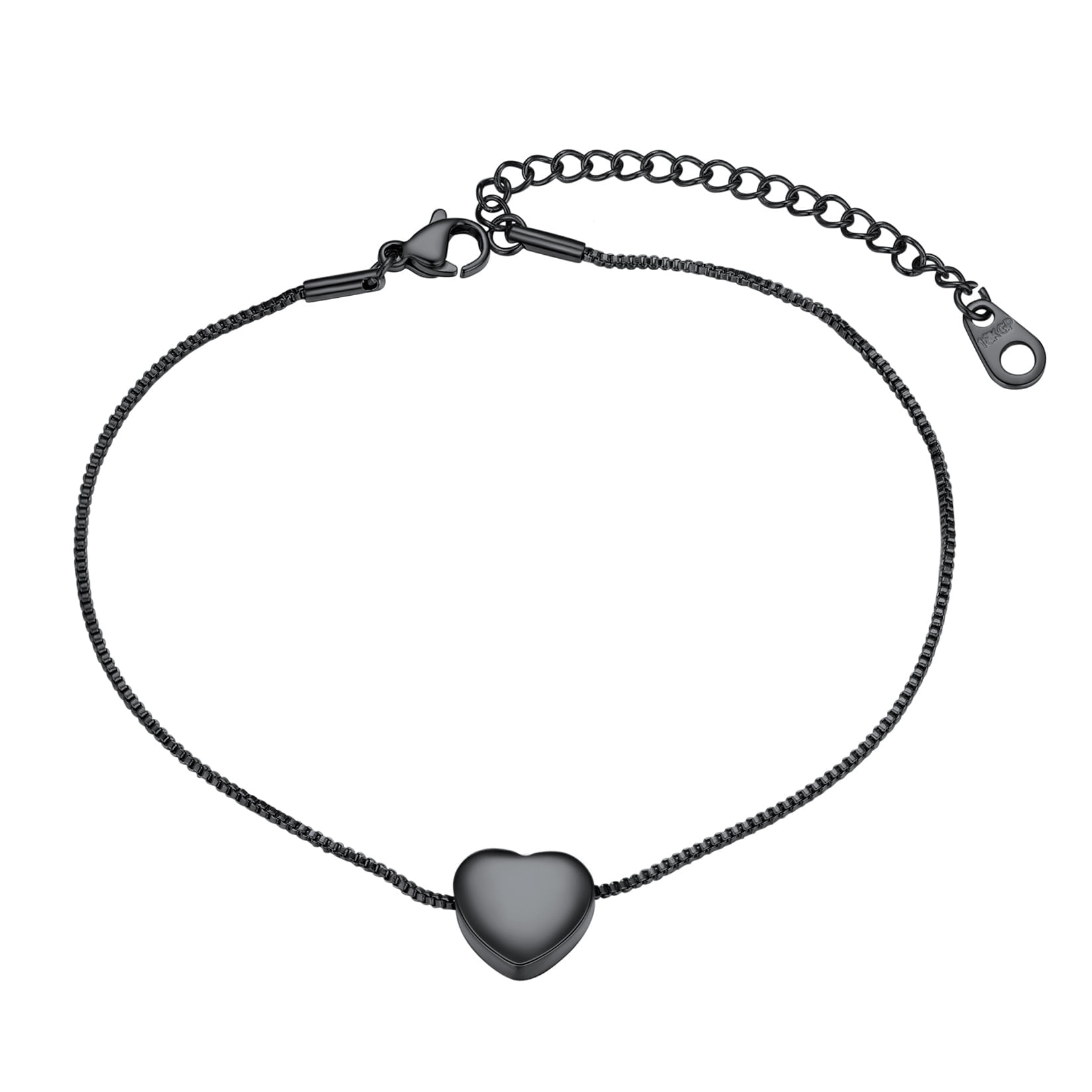 U7 Black Heart Chain Anklet for Women Barefoot Ankle Foot Jewelry 9inch ...