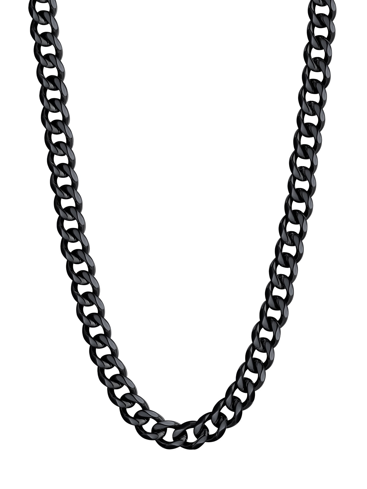 U7 Black Necklace Chunky Stainless Steel 6MM 26 inch Cuban Link Chain ...