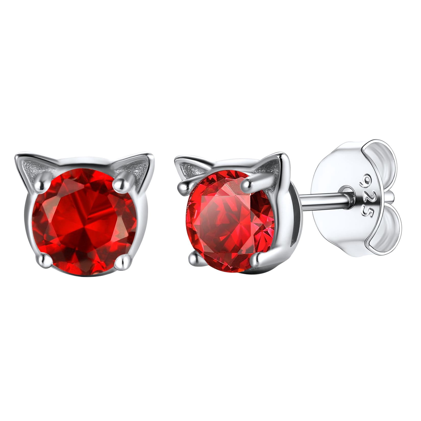 U7 Cat Stud Earrings for Women 925 Sterling Silver July Birthstone ...