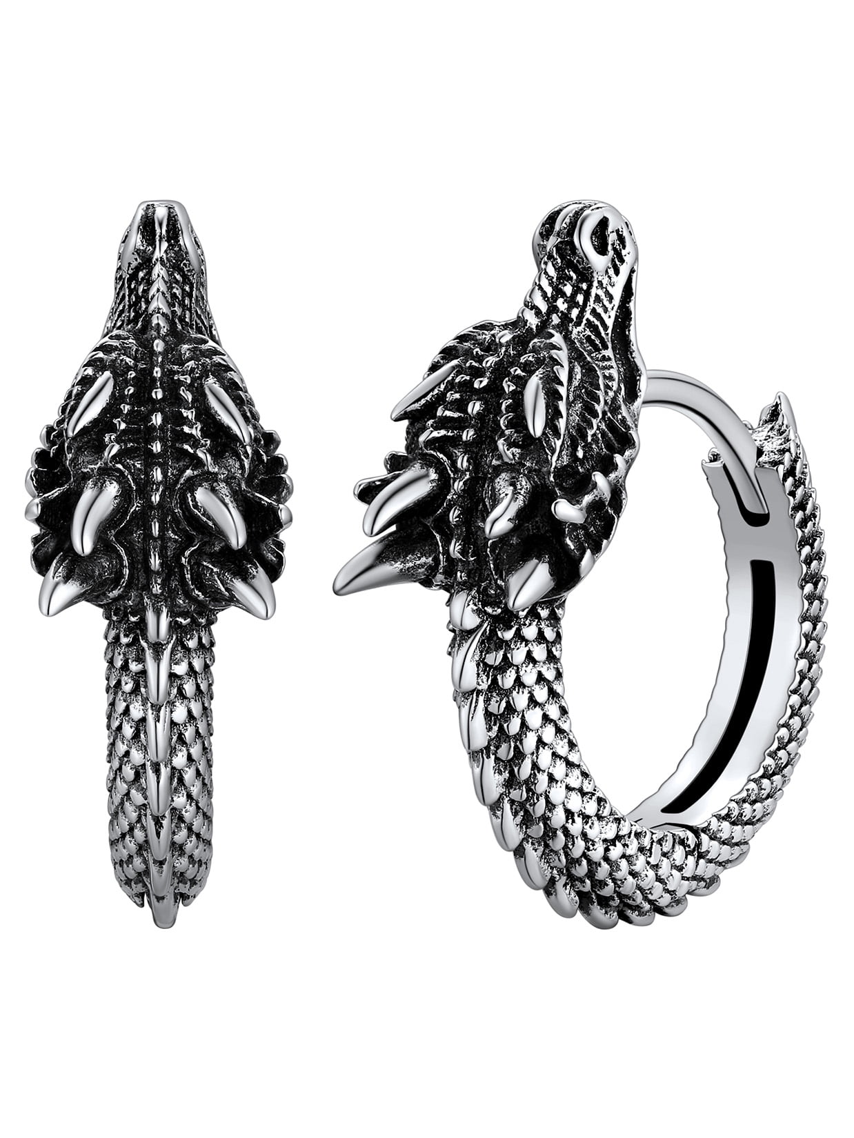 U7, Dragon Huggie Hoop Earrings, S925 Sterling Silver, Hypoallergenic ...