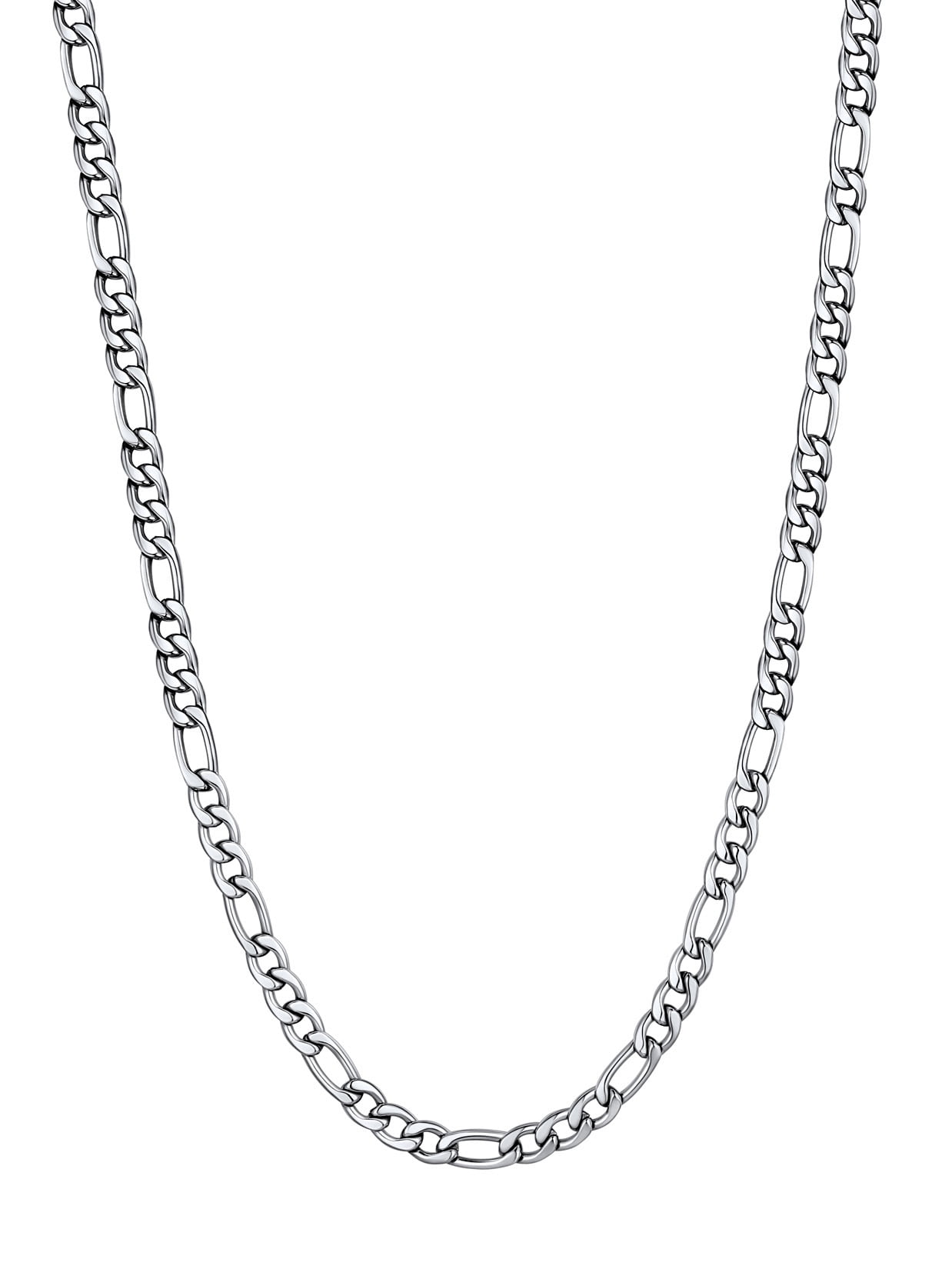 U7 Figaro Chain Stainless Steel Necklace for Men Women 3MM Silver Tone ...