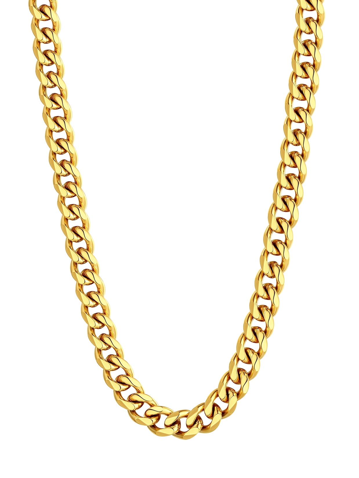 U7 Gold Chains Strong Curb Link Miami Cuban Chain Men Necklace 9MM 26 ...