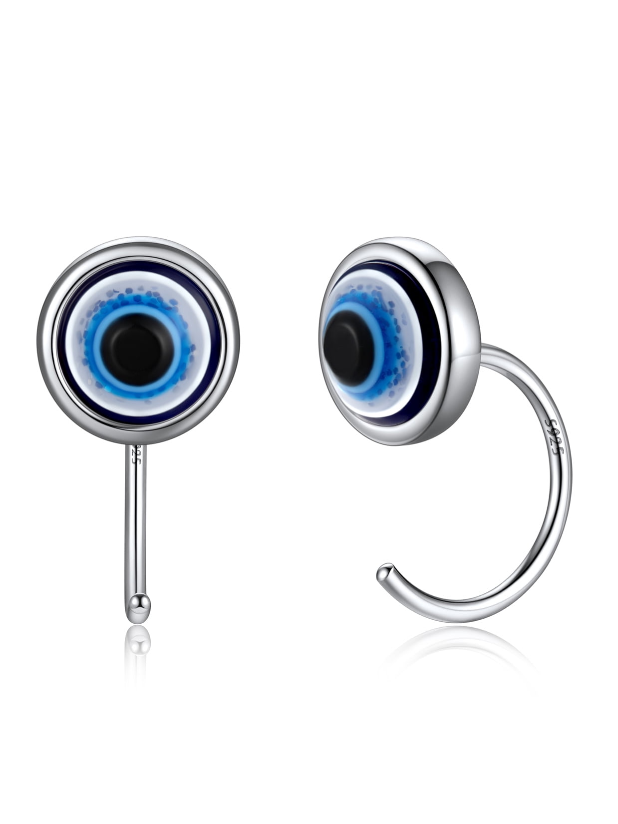 U7 Half Hoop Earrings Tiny Minimalist Sterling Silver Eye of Devil ...