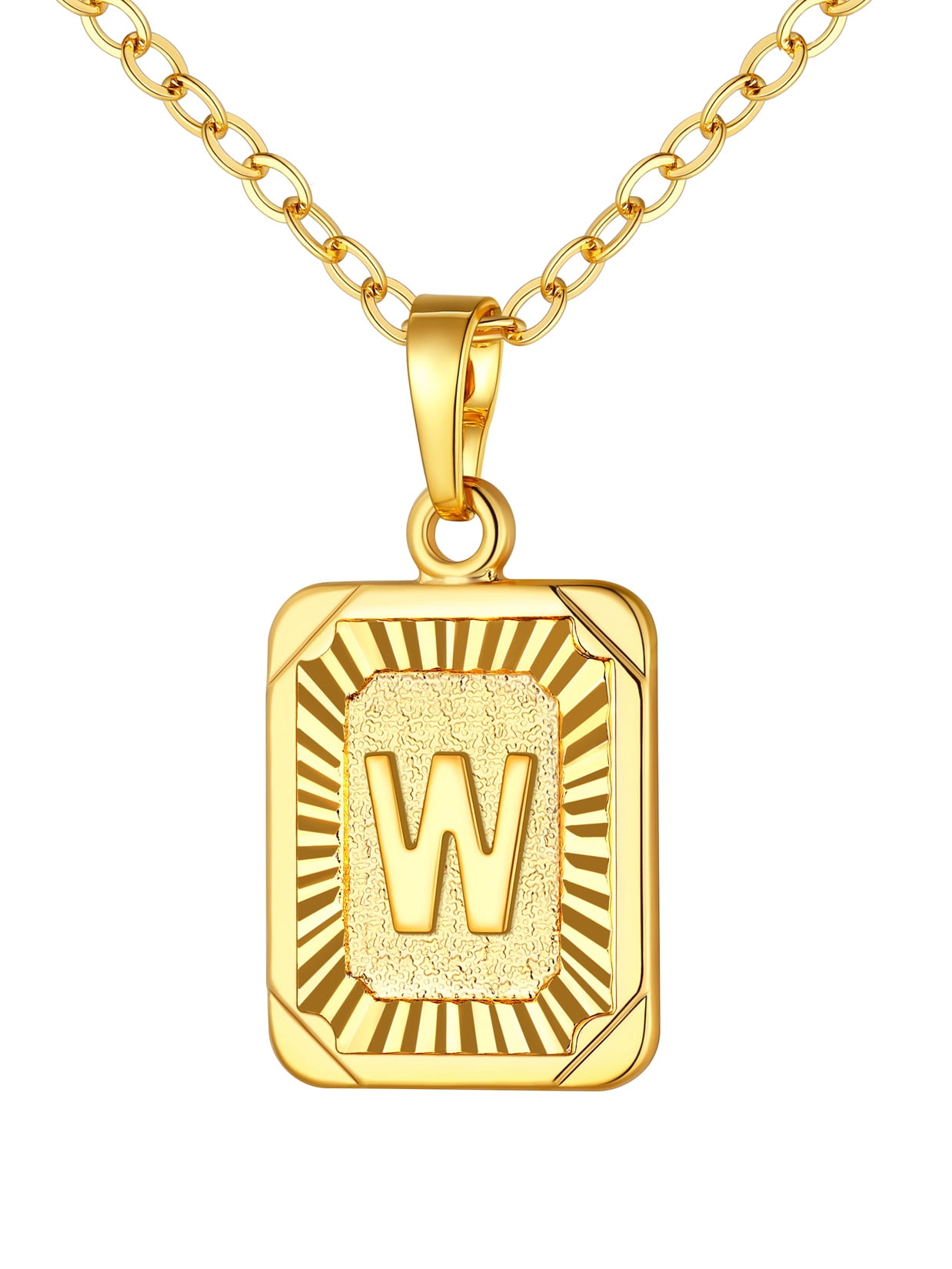 U7 Initial Monogram Necklace for Men Women Letter W 14K Gold Plated ...
