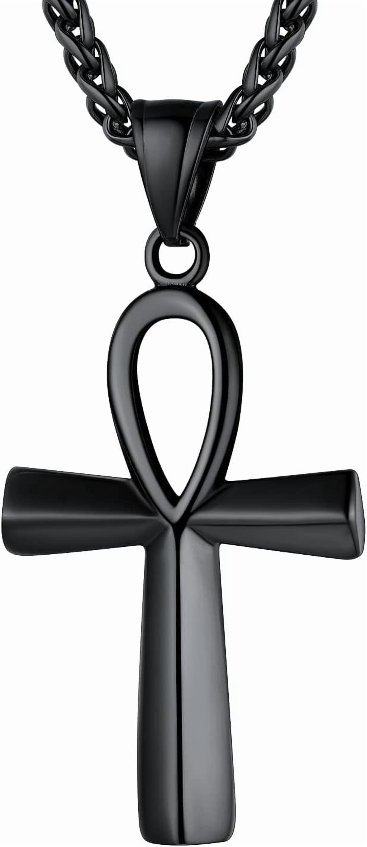U7 Key To Life, Ankh Cross Pendant Necklace For Men Women, Gold/Black ...