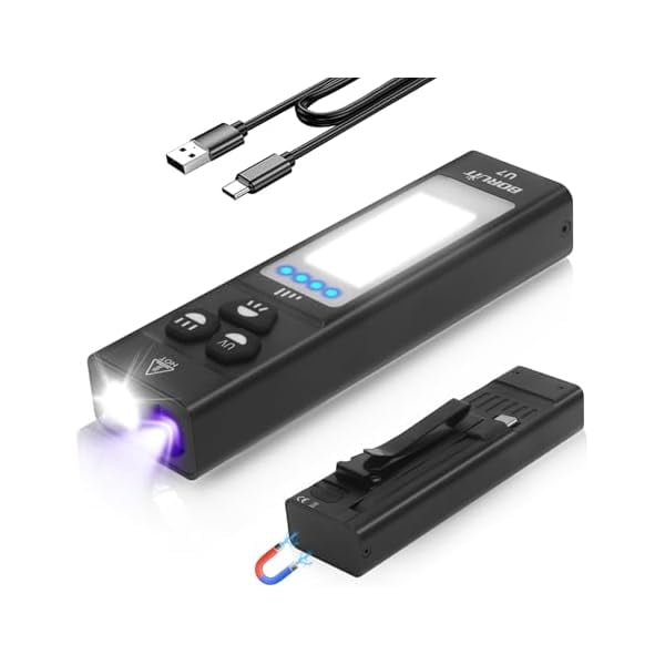 U7 LED Small Powerful Flat EDC Flashlight with 365nm UV Black Light and ...