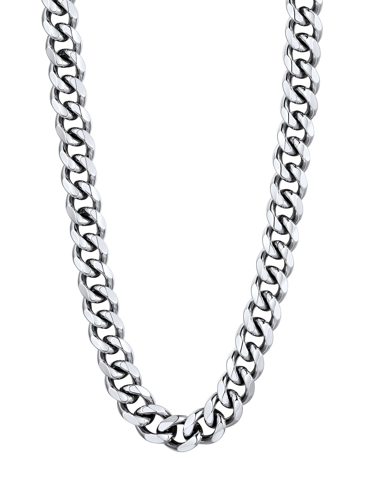 U7 Men 12MM Stainless Steel Curb Chain Necklace Hip Hop Chunky Miami ...