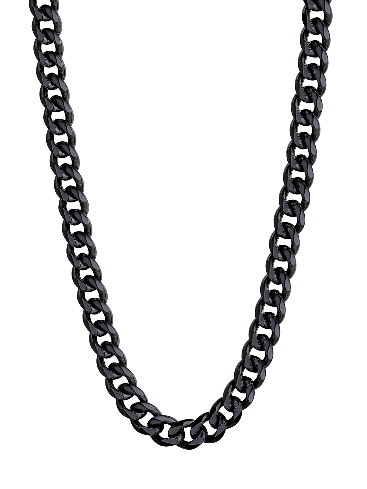 U7 Men Black Chains Strong Curb Link Miami Cuban Chain Necklace 9MM 30 ...