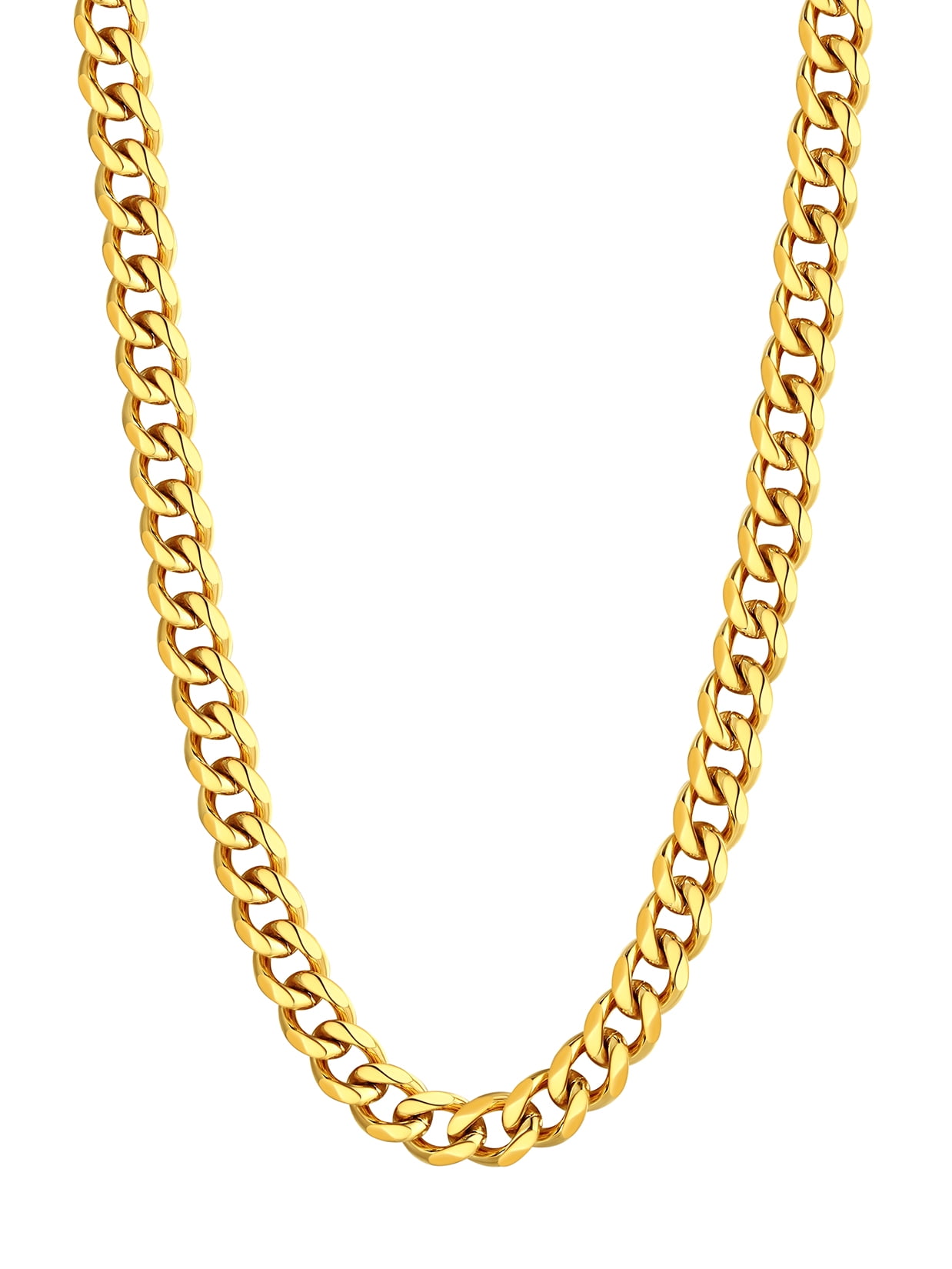 U7 Cuban Necklace for Men Gold Plated Curb Chain Stainless Steel ...
