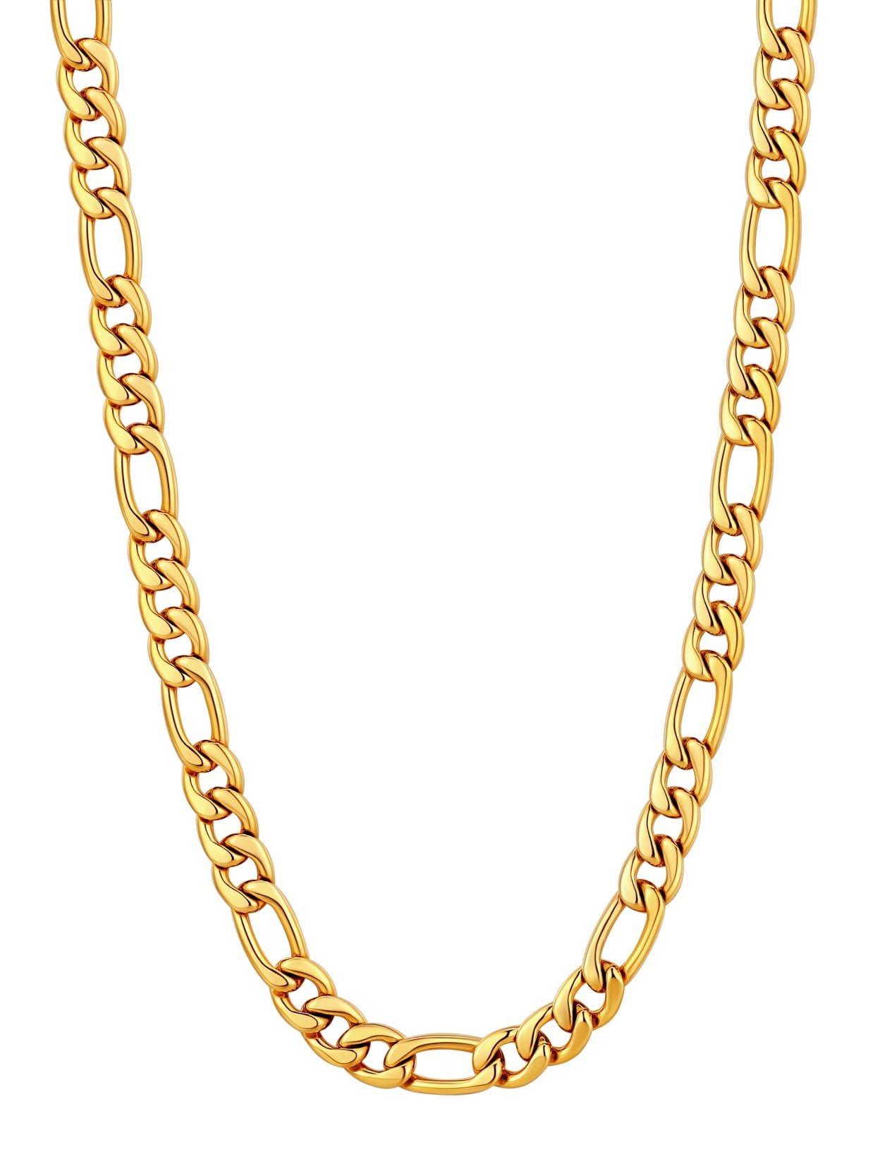 U7 Mens Figaro Chain 9MM Stainless Steel Men Women 14K Gold Plated ...