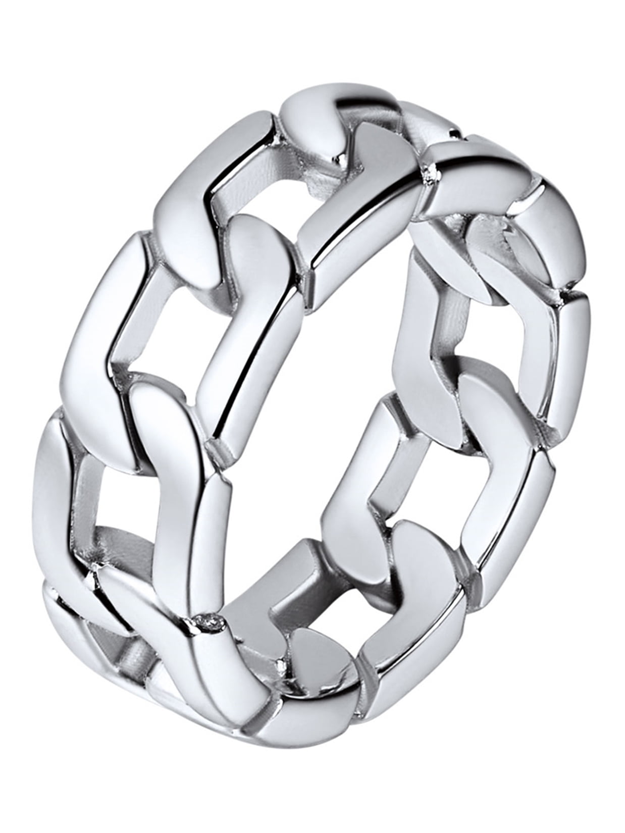 U7 Mens Ring Stainless Steel Band Ring Hip Pop Cuban Link Chain Fashion ...