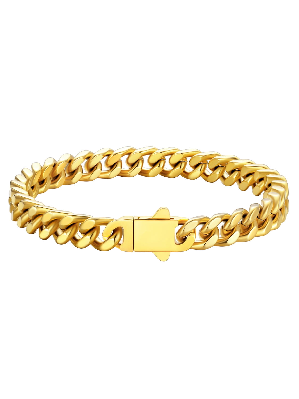 U7 Miami Cuban Bracelet for Men 14K Gold Plated Charm Bracelet 7mm ...
