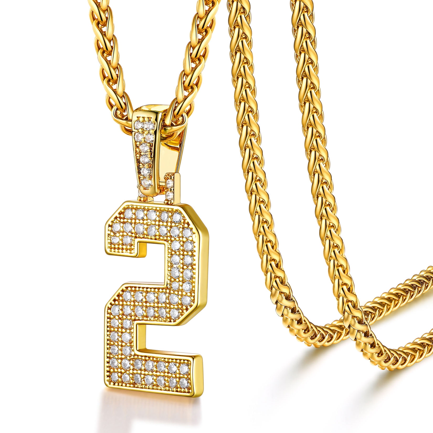 U7 Number Necklace for Men Women Personalized Gift 14K Gold Plated ...