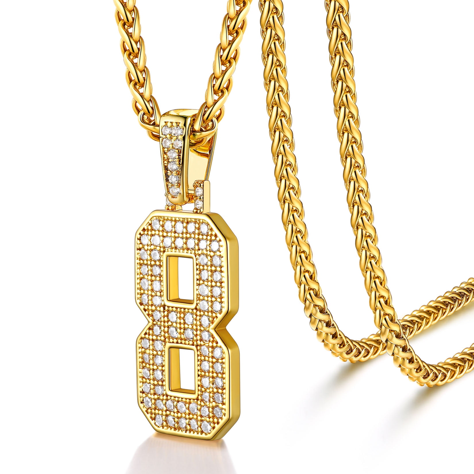U7 Number Necklace for Men Women Personalized Gift 14K Gold Plated ...
