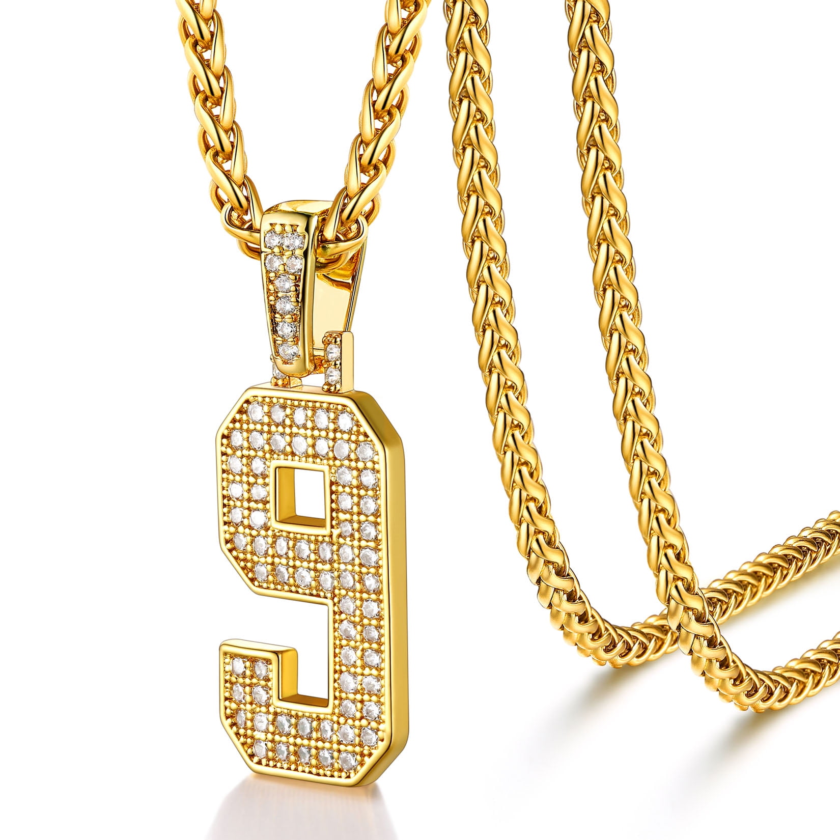 U7 Number Necklace for Men Women Personalized Gift 14K Gold Plated ...