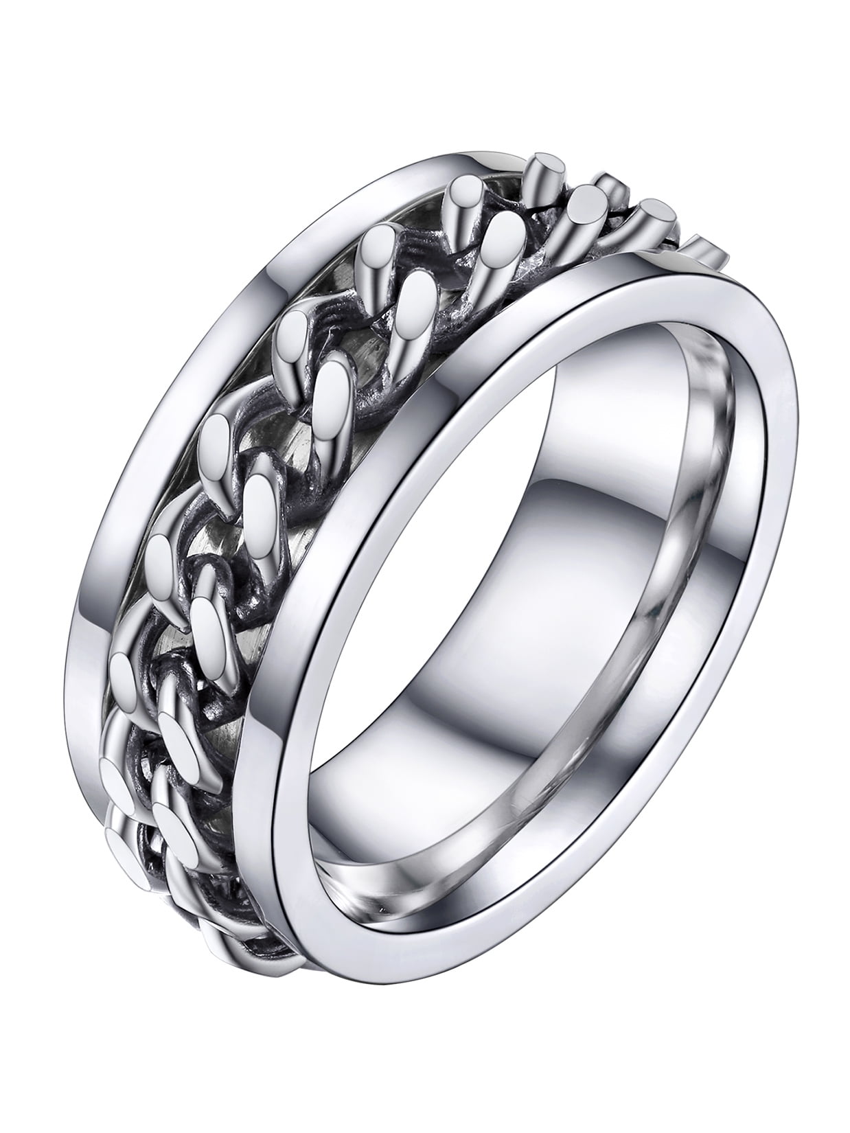 U7 Ring for Men Women Hip Pop Stainless Steel Spinner Rings Fashion ...