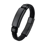 U7 Men's Adjustable Braided Leather Bracelet with Stainless Steel ...