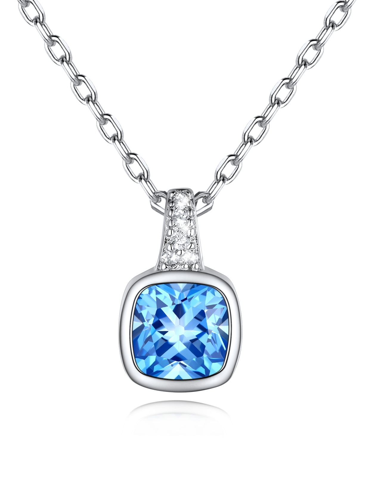 U7 Sterling Silver Chain Necklace Birthstone Round Pendant for Mom ...