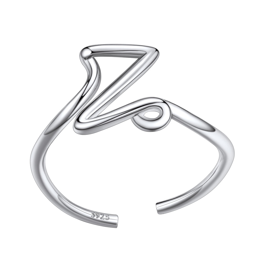 U7 Sterling Silver Ring for Women Adjustable Initial Rings Letter Jewelry Gifts for Mom Daughter ...