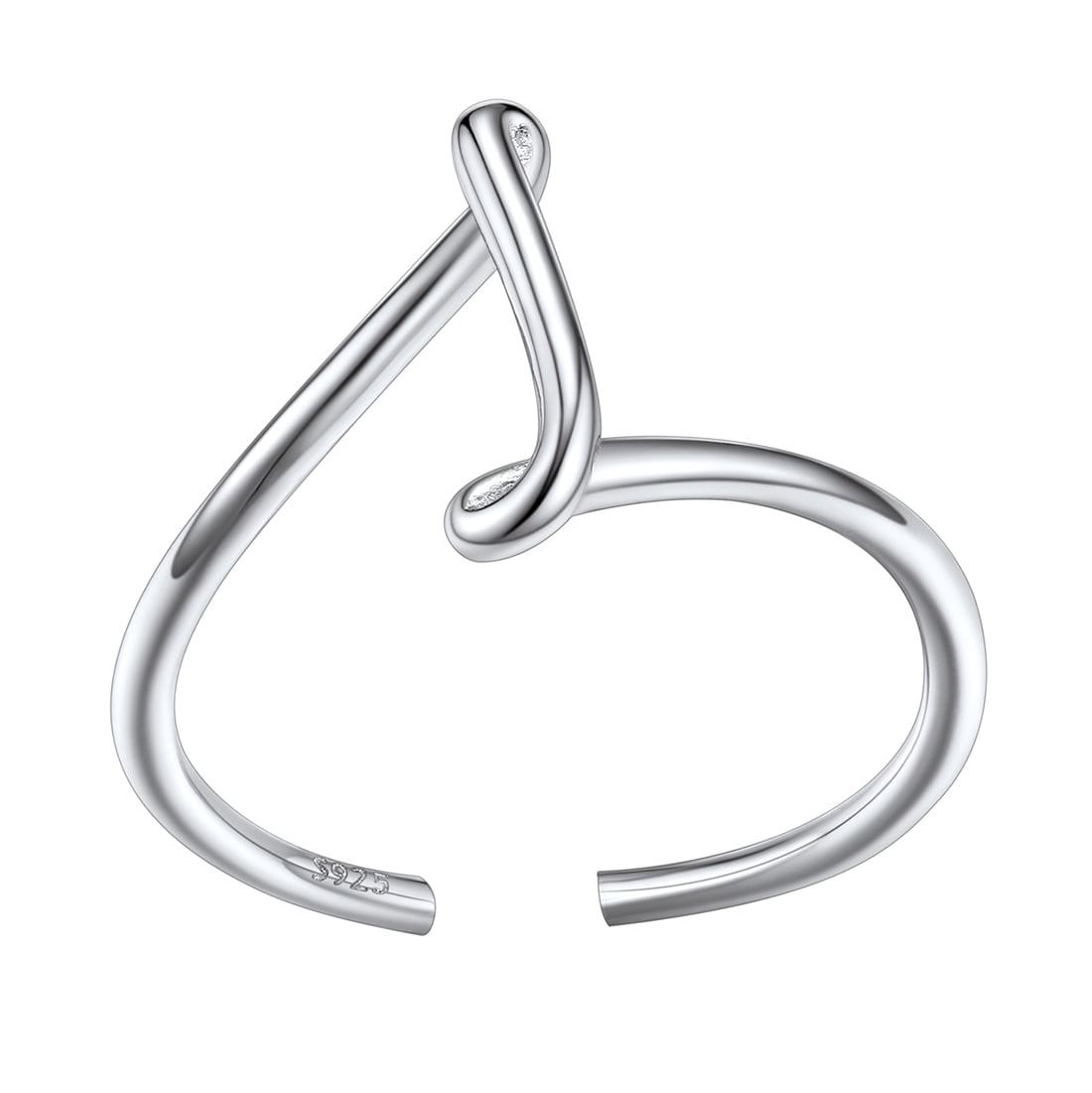 U7 Sterling Silver Twisted Letter Initial Stacking Rings for Women ...