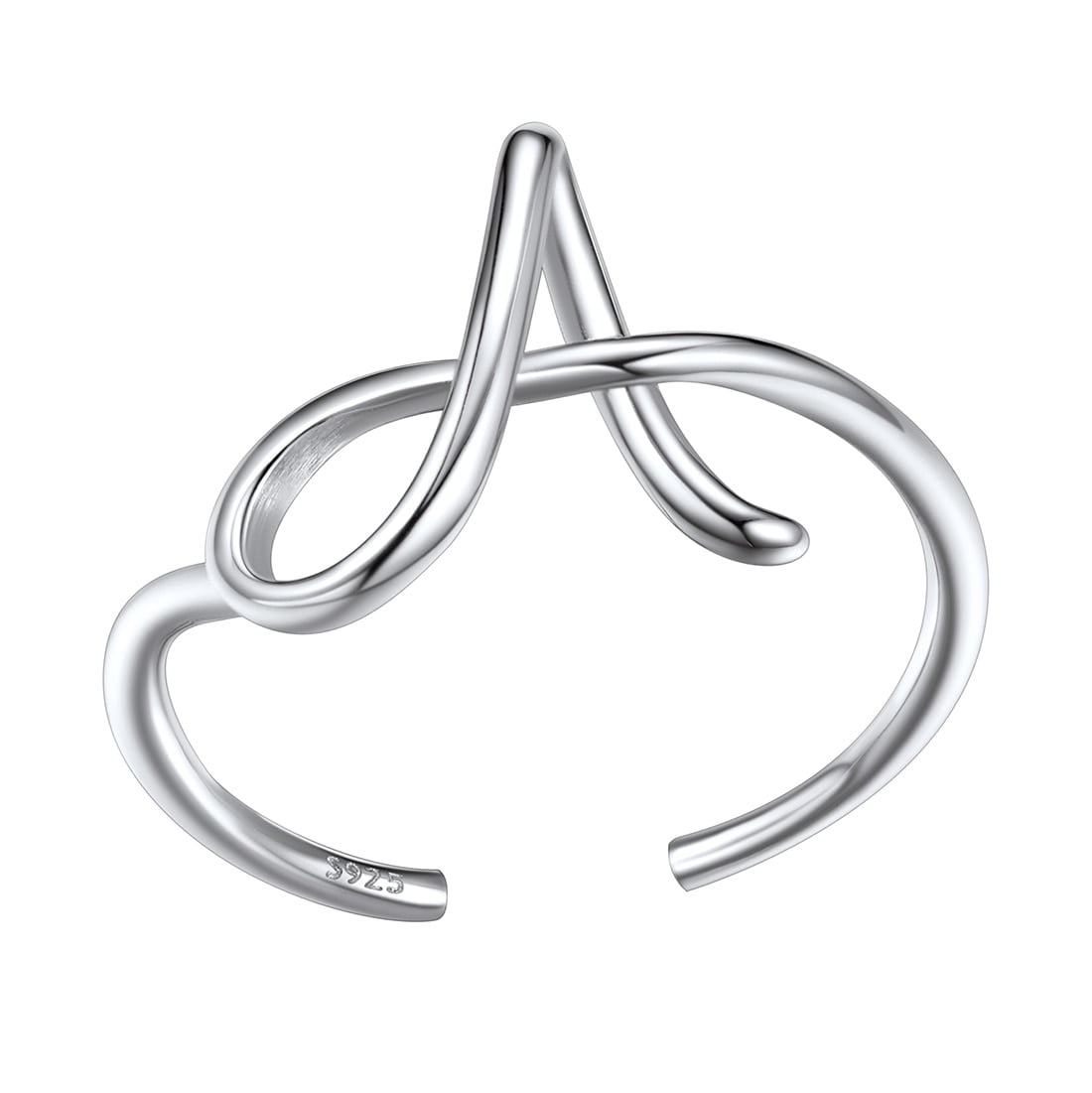 U7 Sterling Silver Twisted Letter Initial Stacking Rings for Women ...