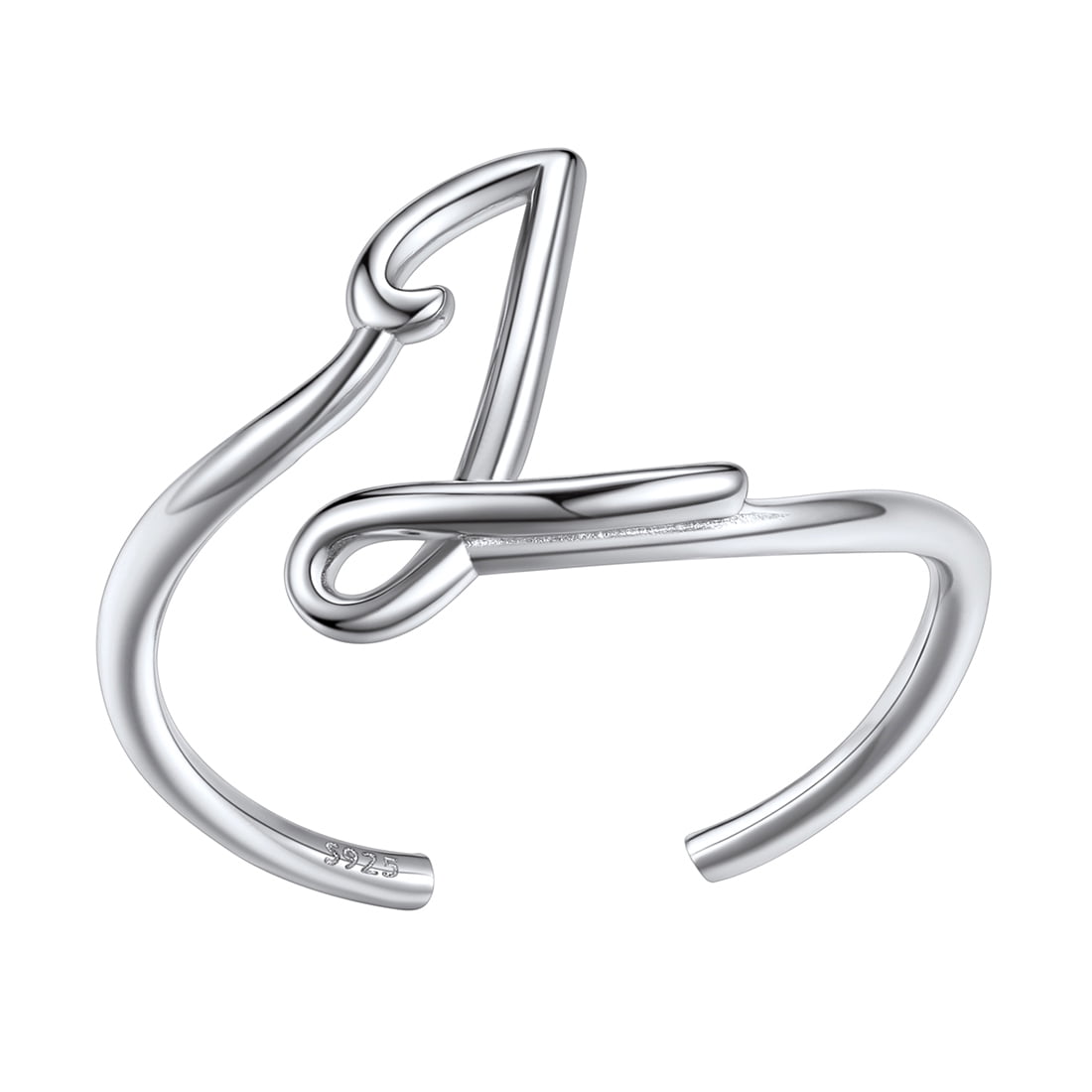 U7 Sterling Silver Ring for Women Adjustable Initial Rings Letter Jewelry Gifts for Mom Daughter ...