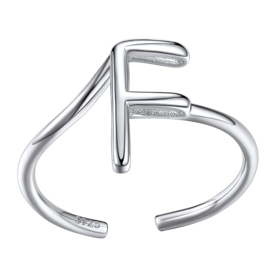 U7 Sterling Silver Ring for Women Adjustable Initial Rings Letter Jewelry Gifts for Mom Daughter ...