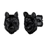 U7 Wolf Head Stud Earrings Viking Stainless Steel Earring Black Punk ...