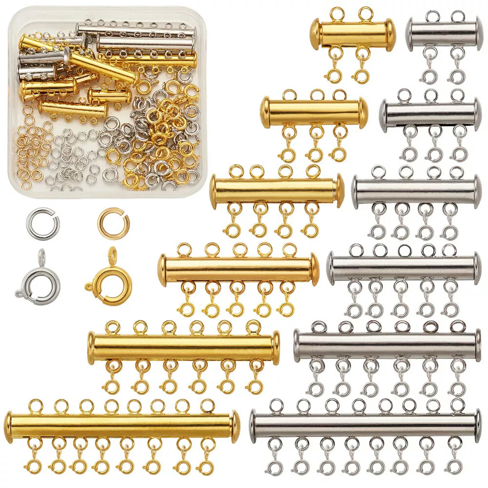 U8MO 1 Box Brass Magnetic Slide Lock Multi-strand Tube Clasps Craft 16 ...