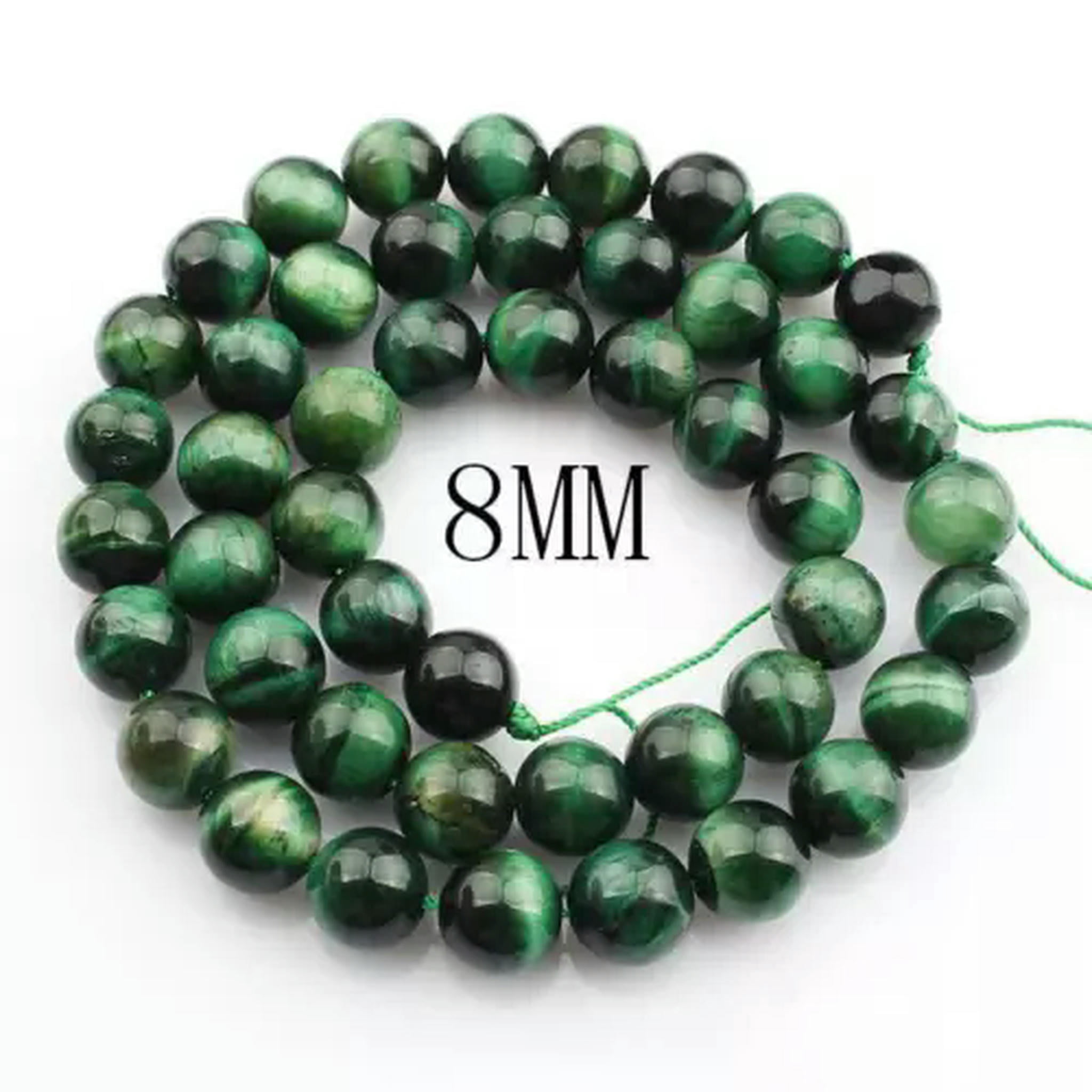 U8MO 1 Strand Natural Green Tiger's Eye Stone Gemstone Beads 4mm 6mm ...