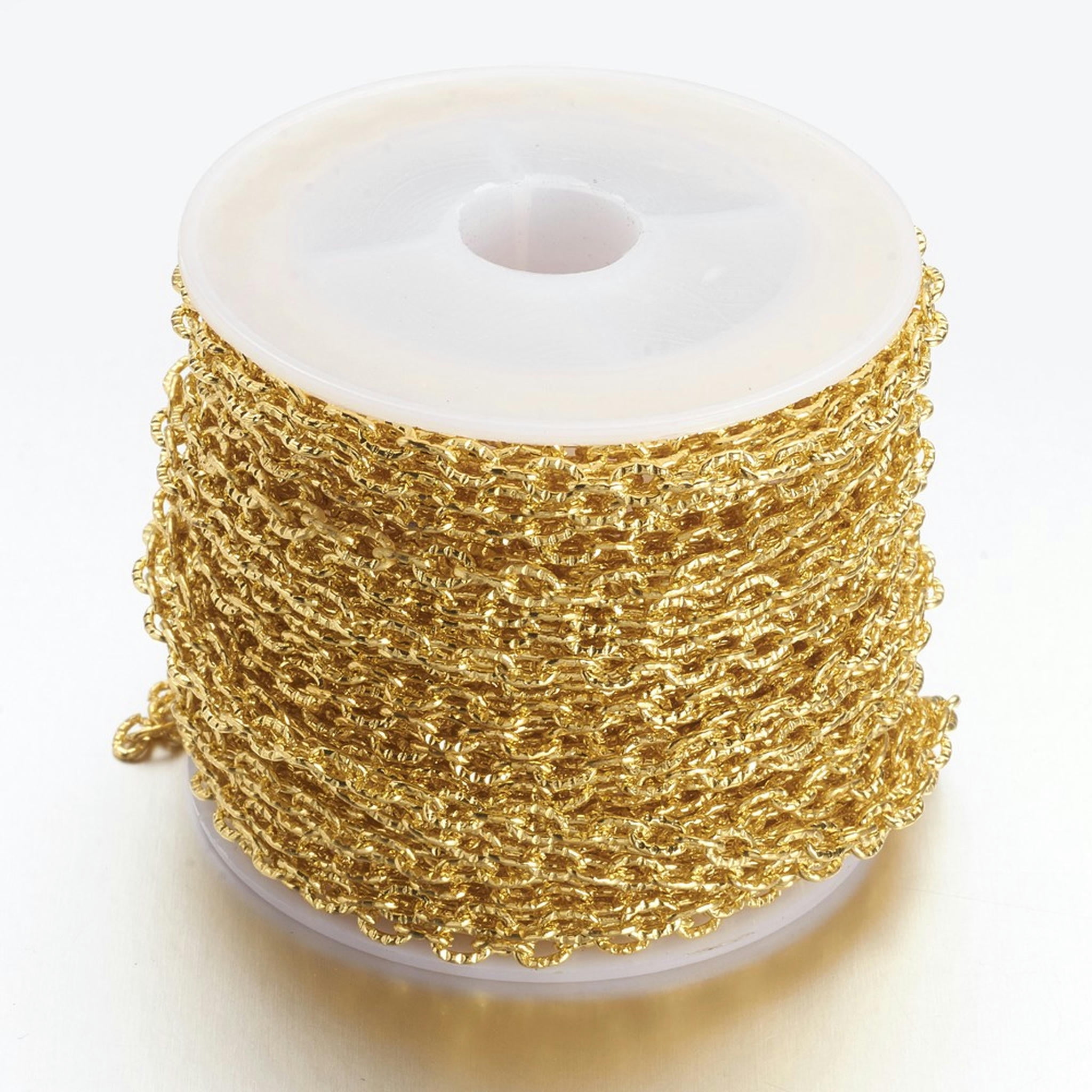 U8MO 10.9yds Iron Unwelded Cross Chains Textured Cable Oval Link Pick ...