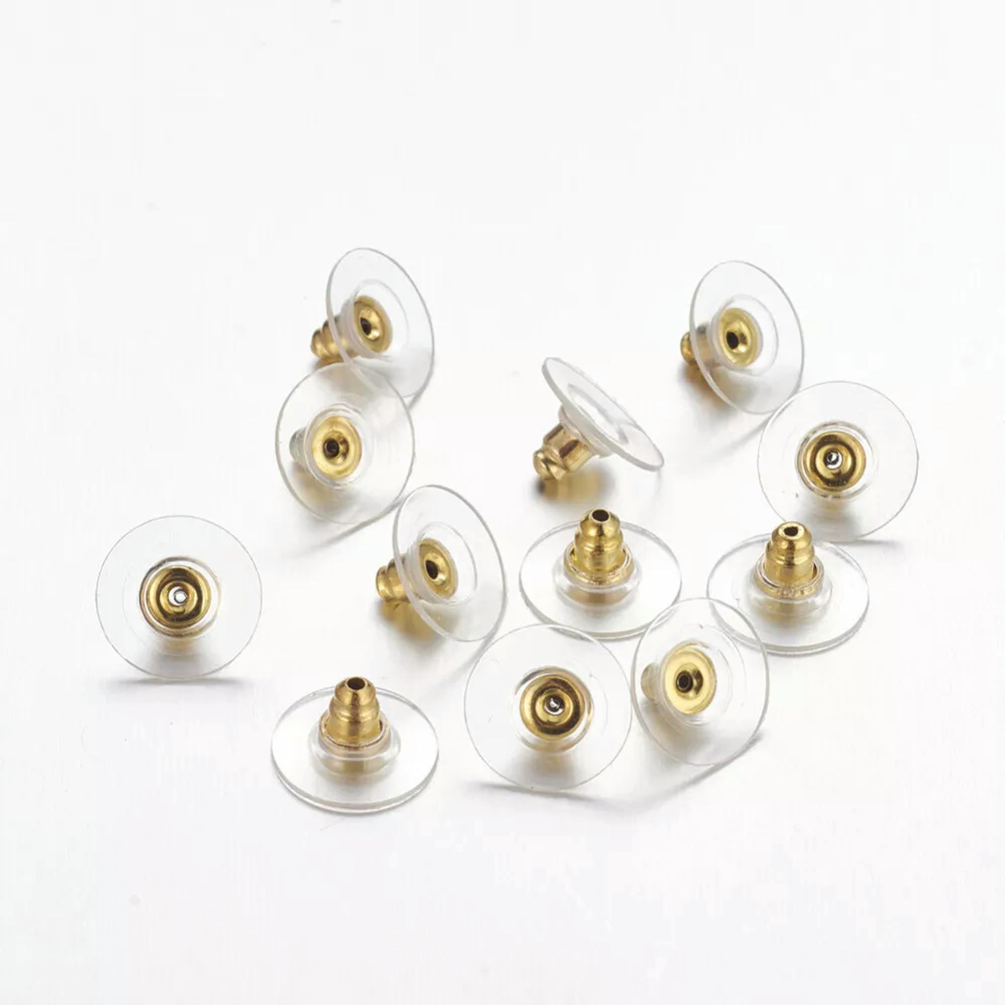 U8MO 10 Bullet Clutch Earring Backs Ear Pads Clear Findings 12mm Safety ...