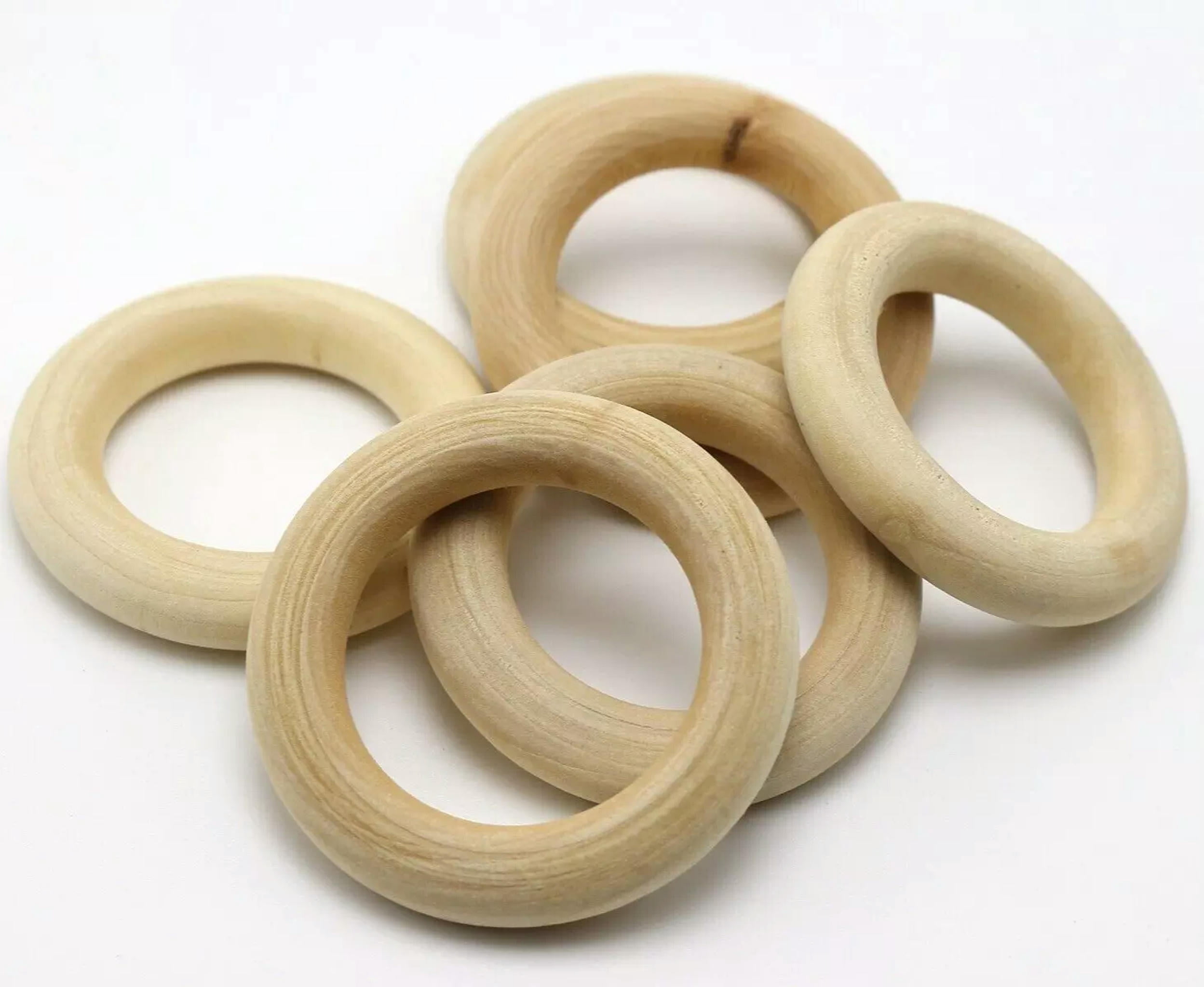 U8MO 10 Large Unfinished Natural Untreated Plain Wooden 55mm(2.2") Wood ...