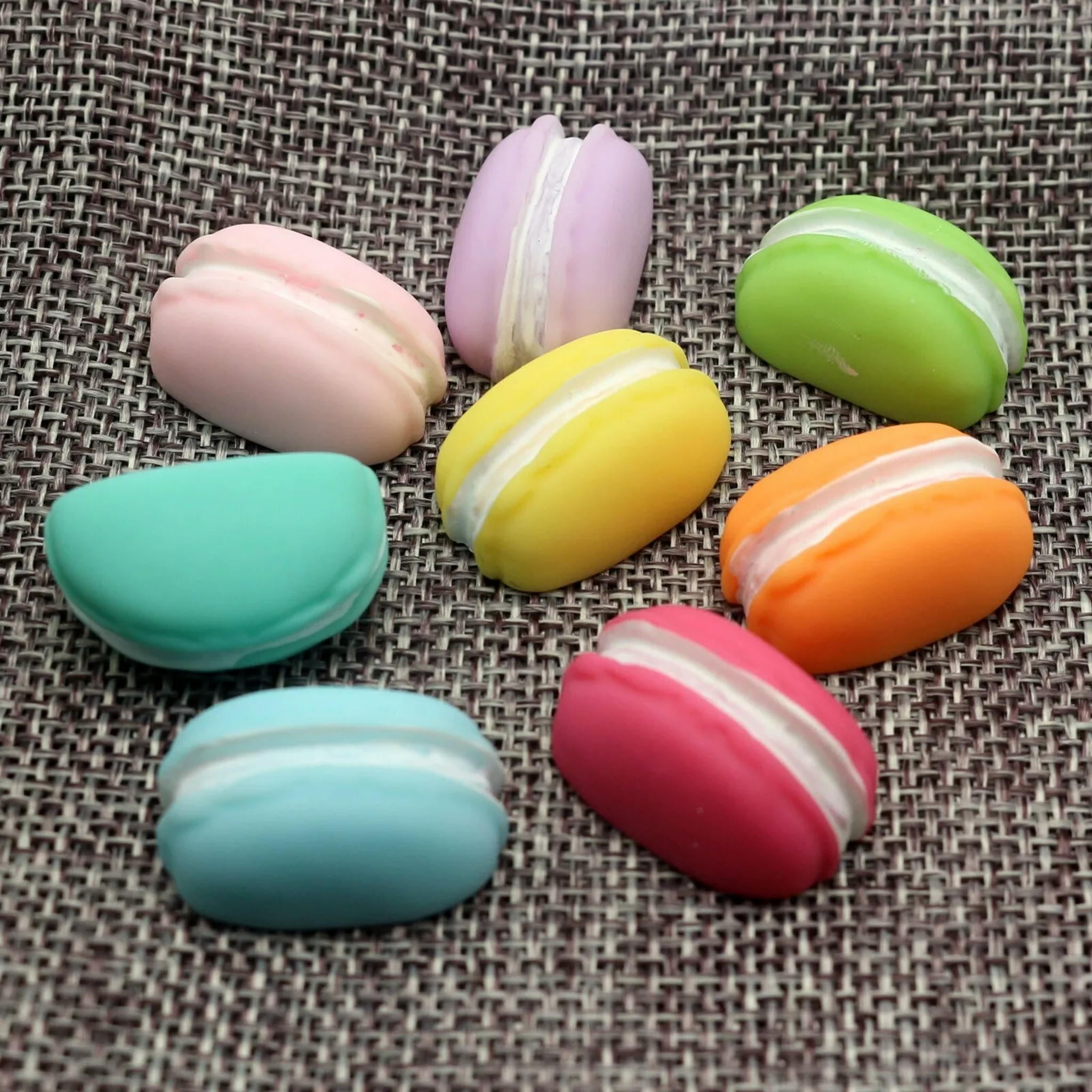 U8MO 10 Mixed Pastel Color Resin Half Macarons Cookie Flatback Cabochon ...