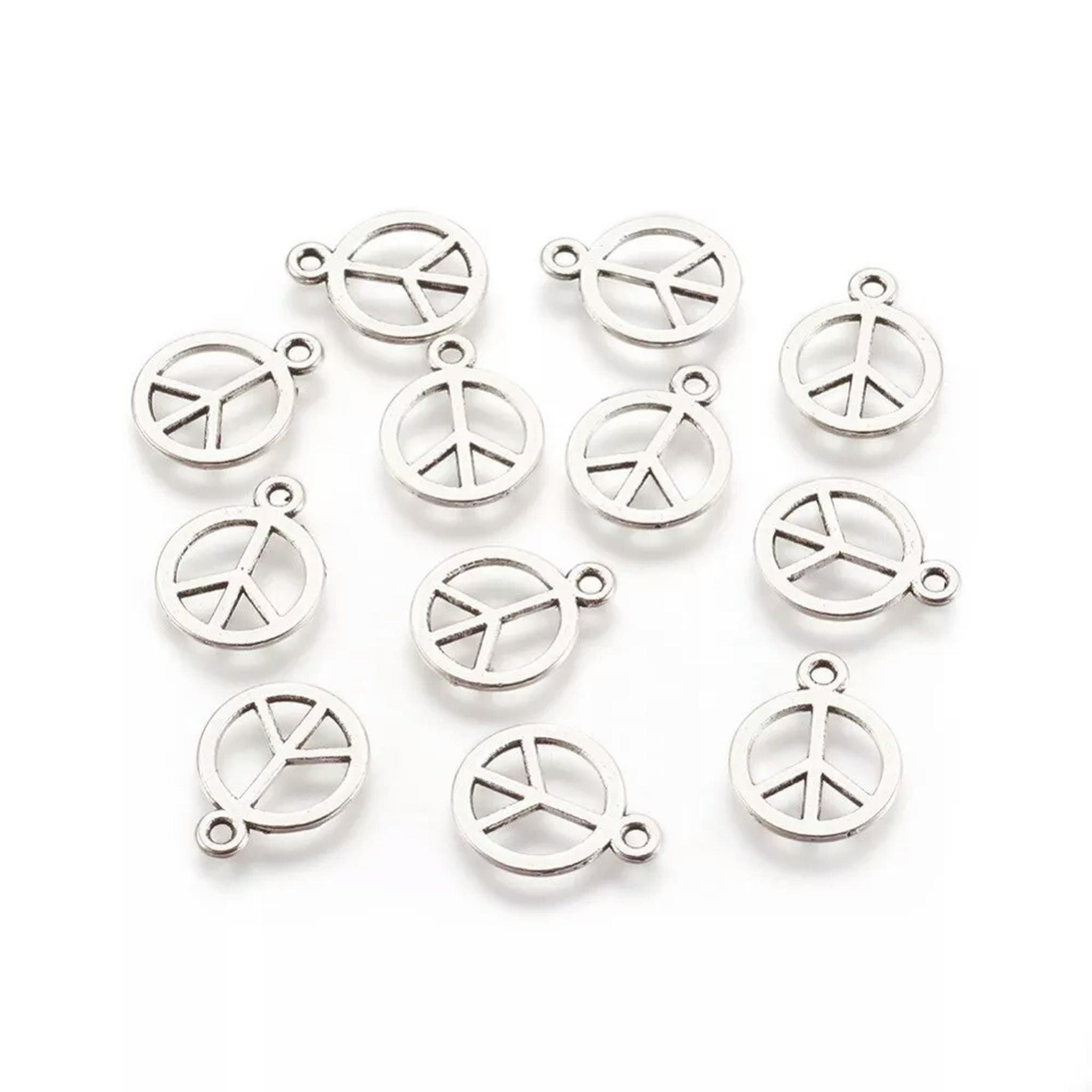 U8MO 10 Peace Sign Charms Antiqued Silver World Peace Jewelry Supplies ...