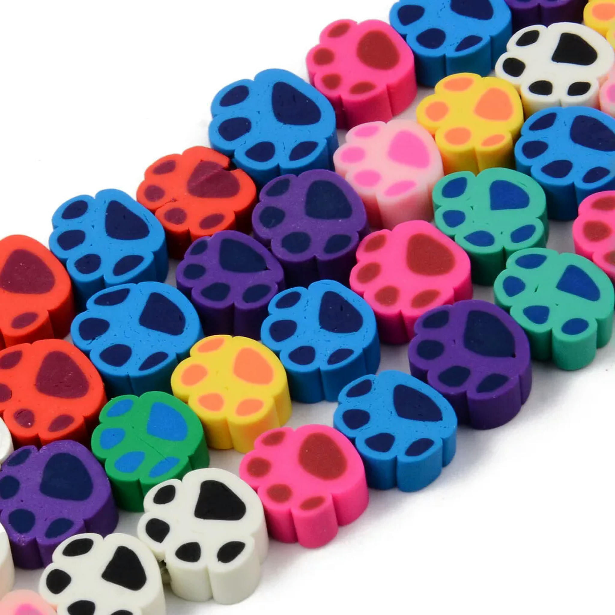 U8MO 10 Polymer Clay Paw Beads Assorted Lot Dog Paw Print Jewelry 10mm ...