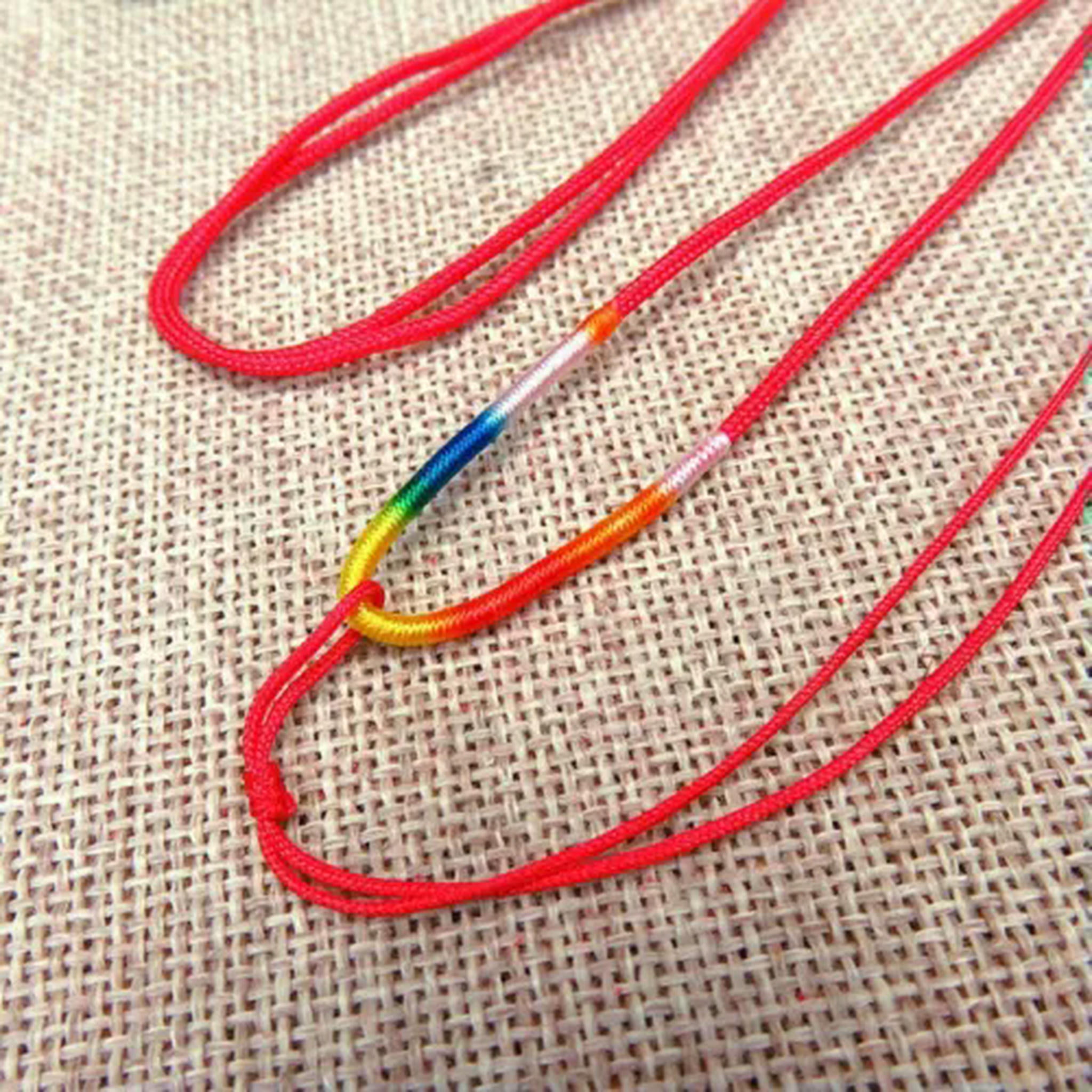 U8MO 10 Red String with Rainbow Hand Braided Adjustable Cord Jade ...