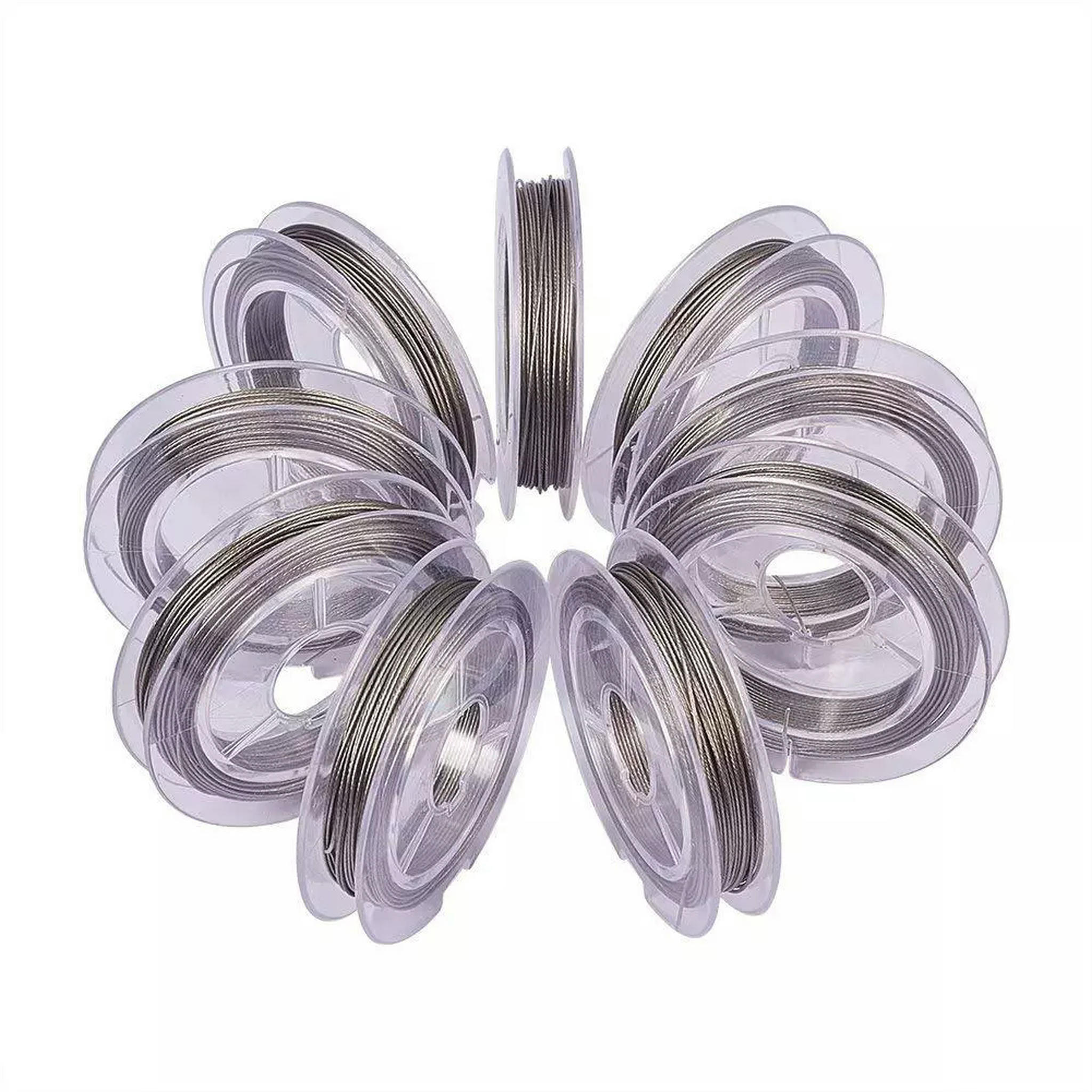 U8MO 10 Rolls Stainless Steel Beading Wires Round Tiger Tail Strings 25 ...