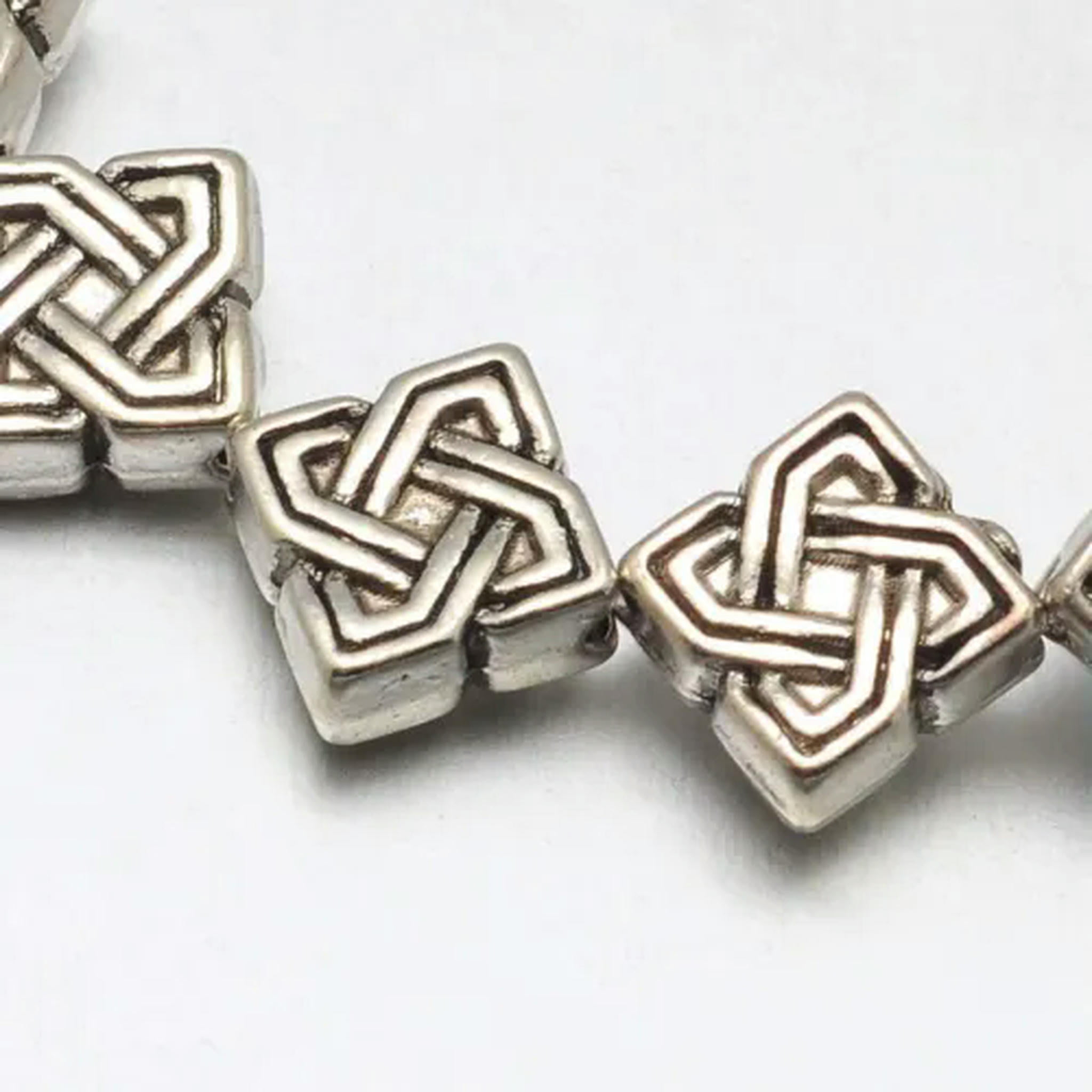 U8MO 10 Strds 8" Tibetan Alloy Metal Beads Antique Silver Loose Spacers ...