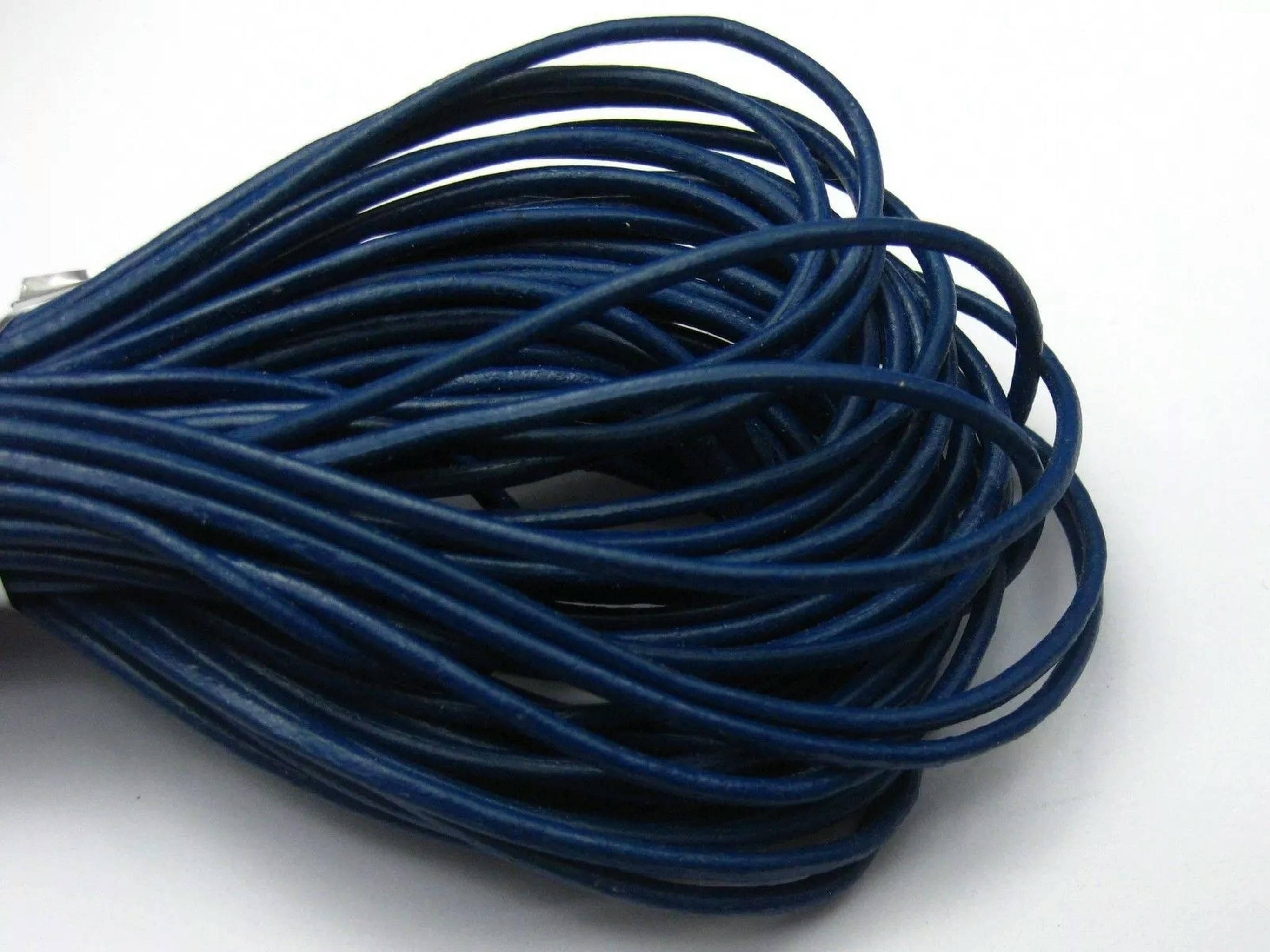 U8MO 10 meter(32.8 Feet )Dark Blue Round Real Genuine Leather Jewelry ...