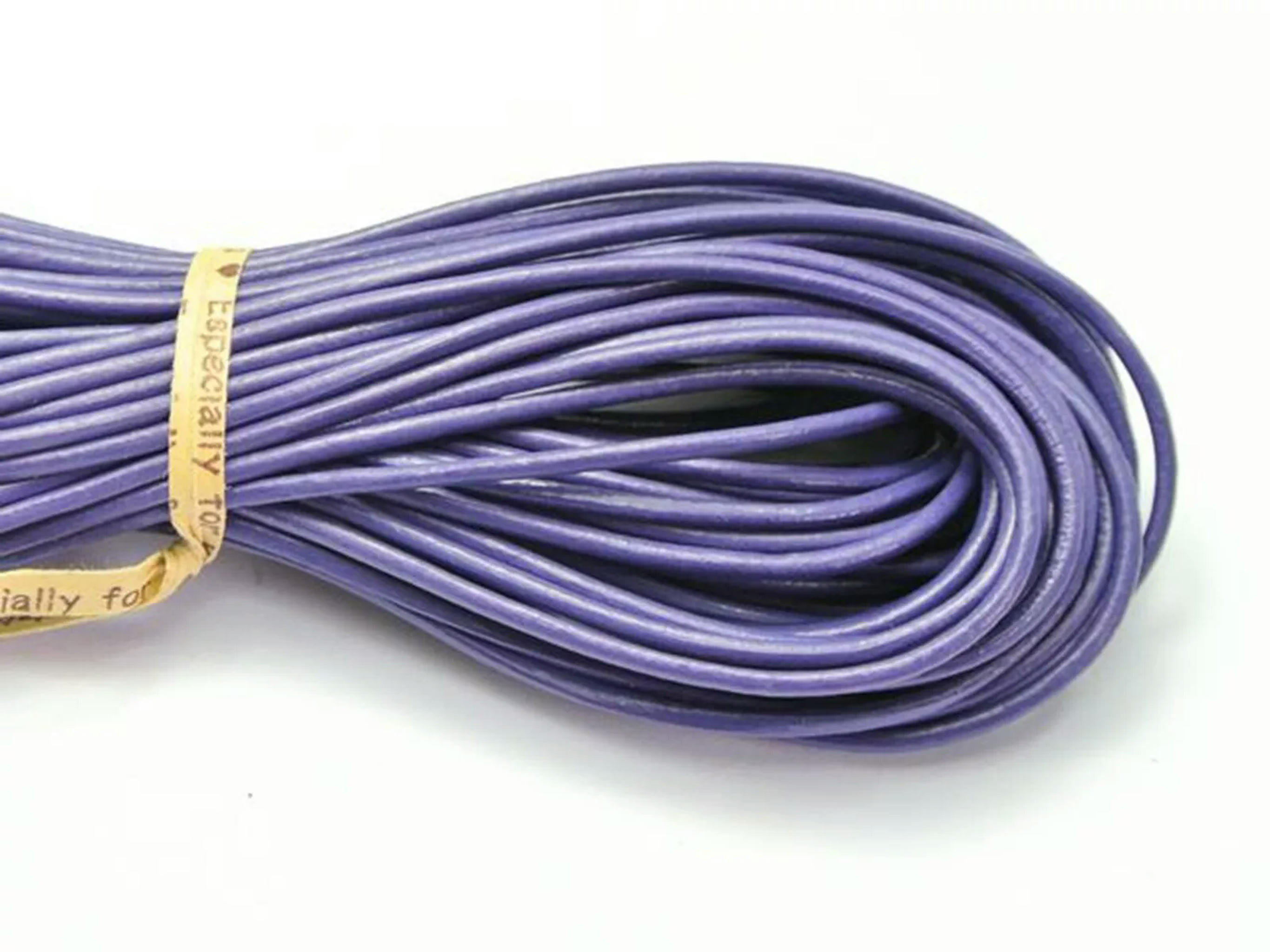U8MO 10 meter(32.8 Feet )Purple Round Real Genuine Leather Jewelry Cord ...