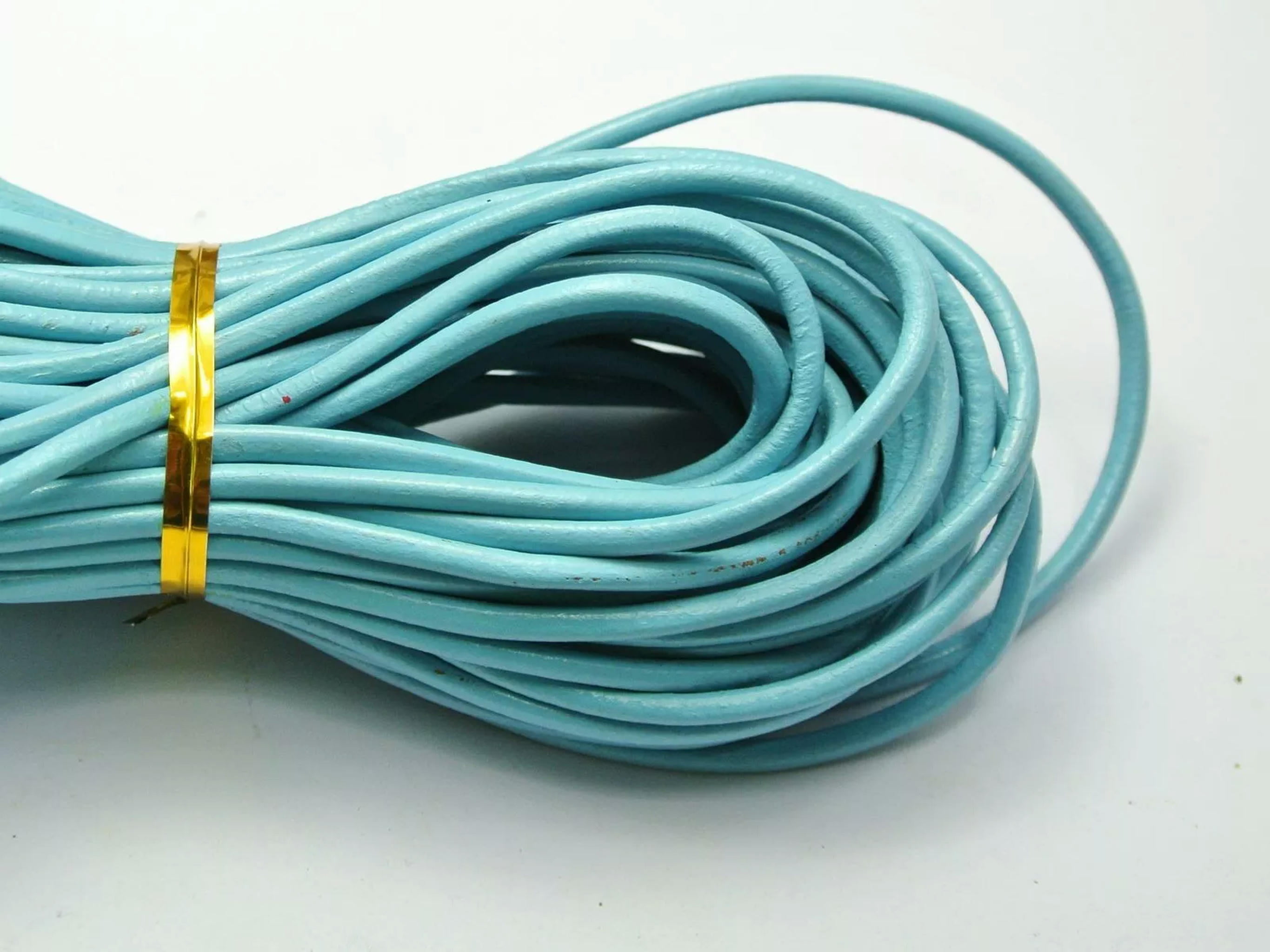 U8MO 10 meter(32.8 feet) Sky Blue Round Real Genuine Leather Jewelry ...