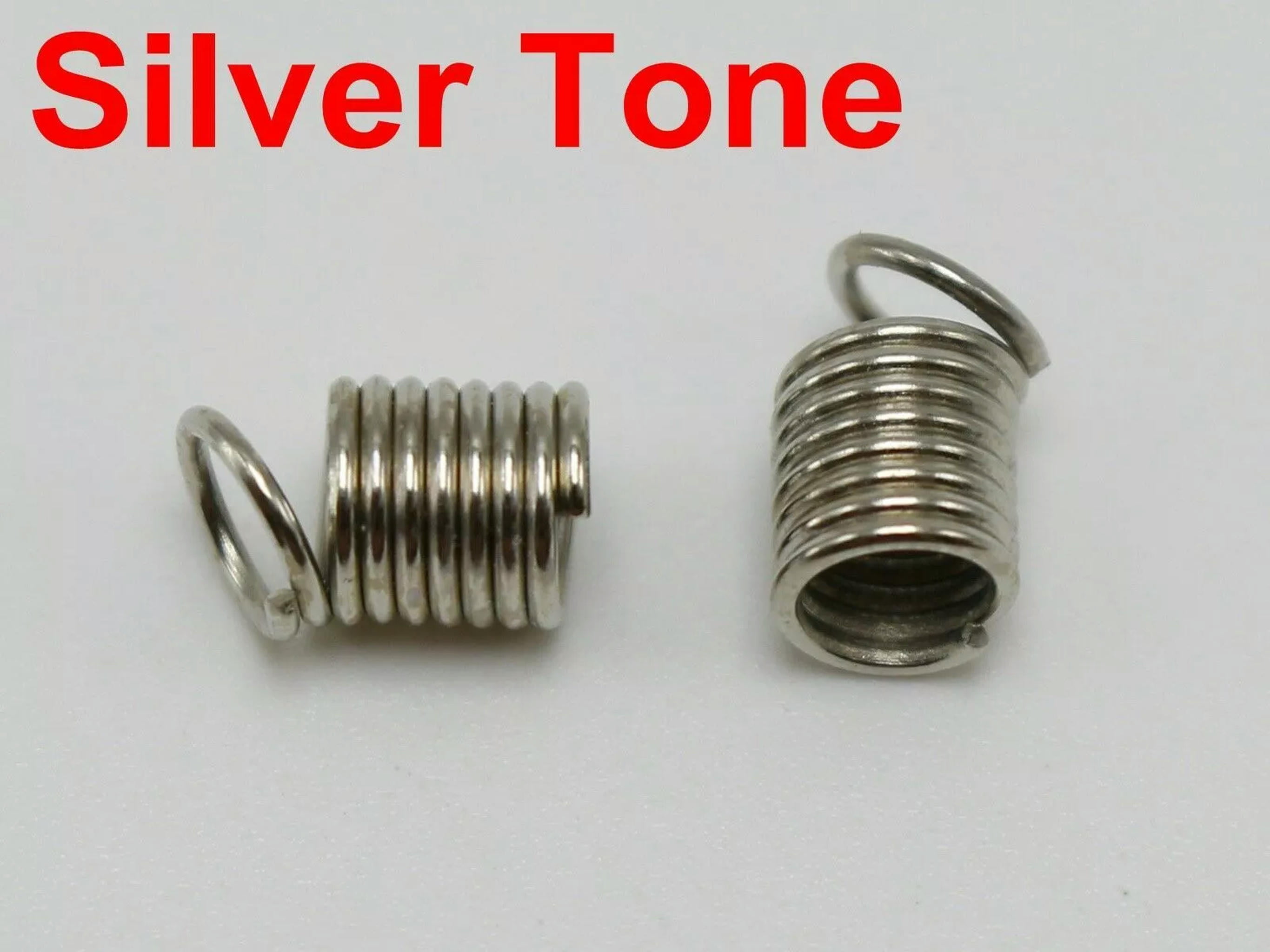 U8MO 100 Dull Silver Tone Coil End Crimp Beads Fasteners Connector ...