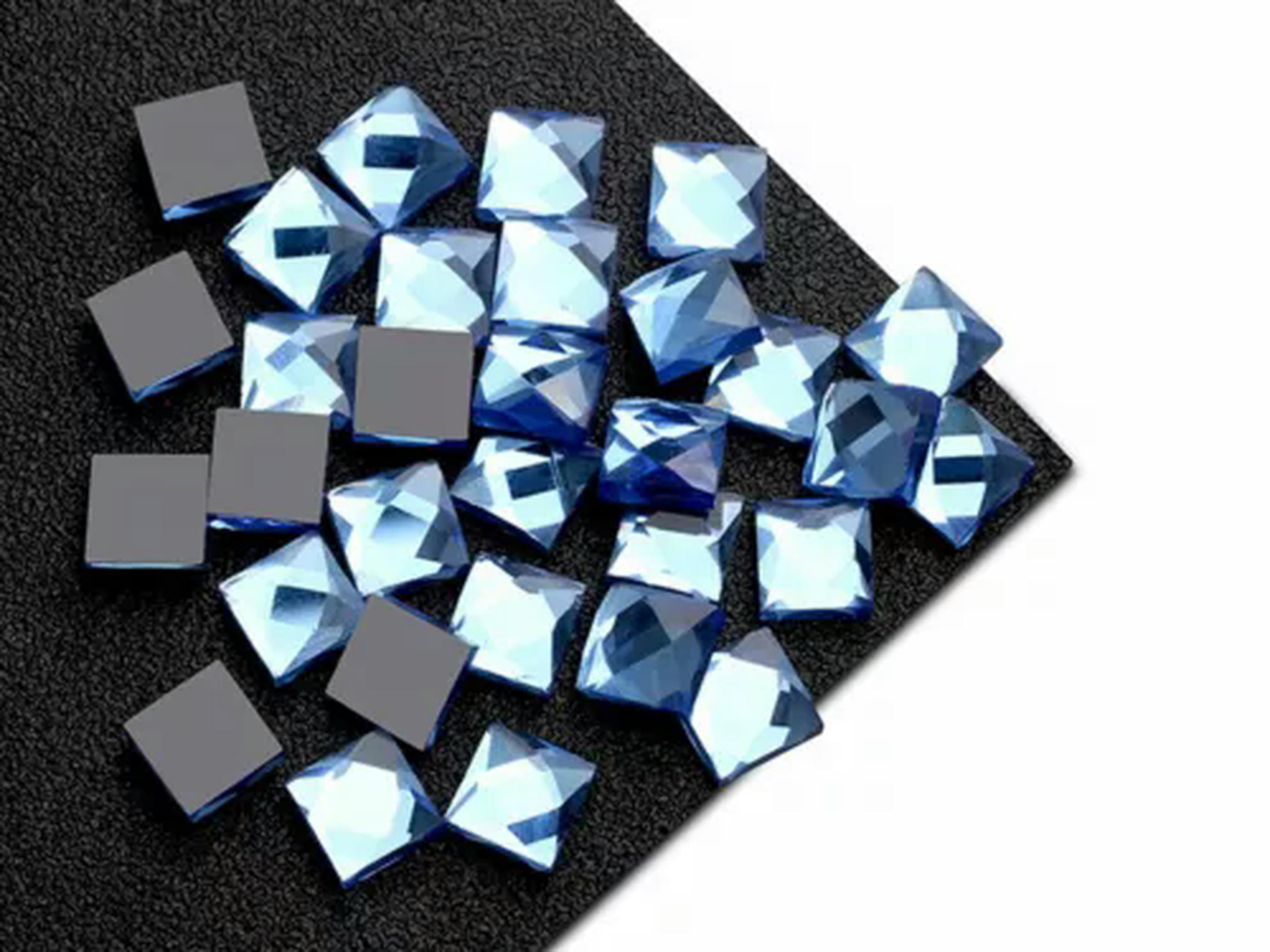 U8MO 100 Faceted Square Flatback Glass Crystal Rhinestone Gems 10X10mm ...