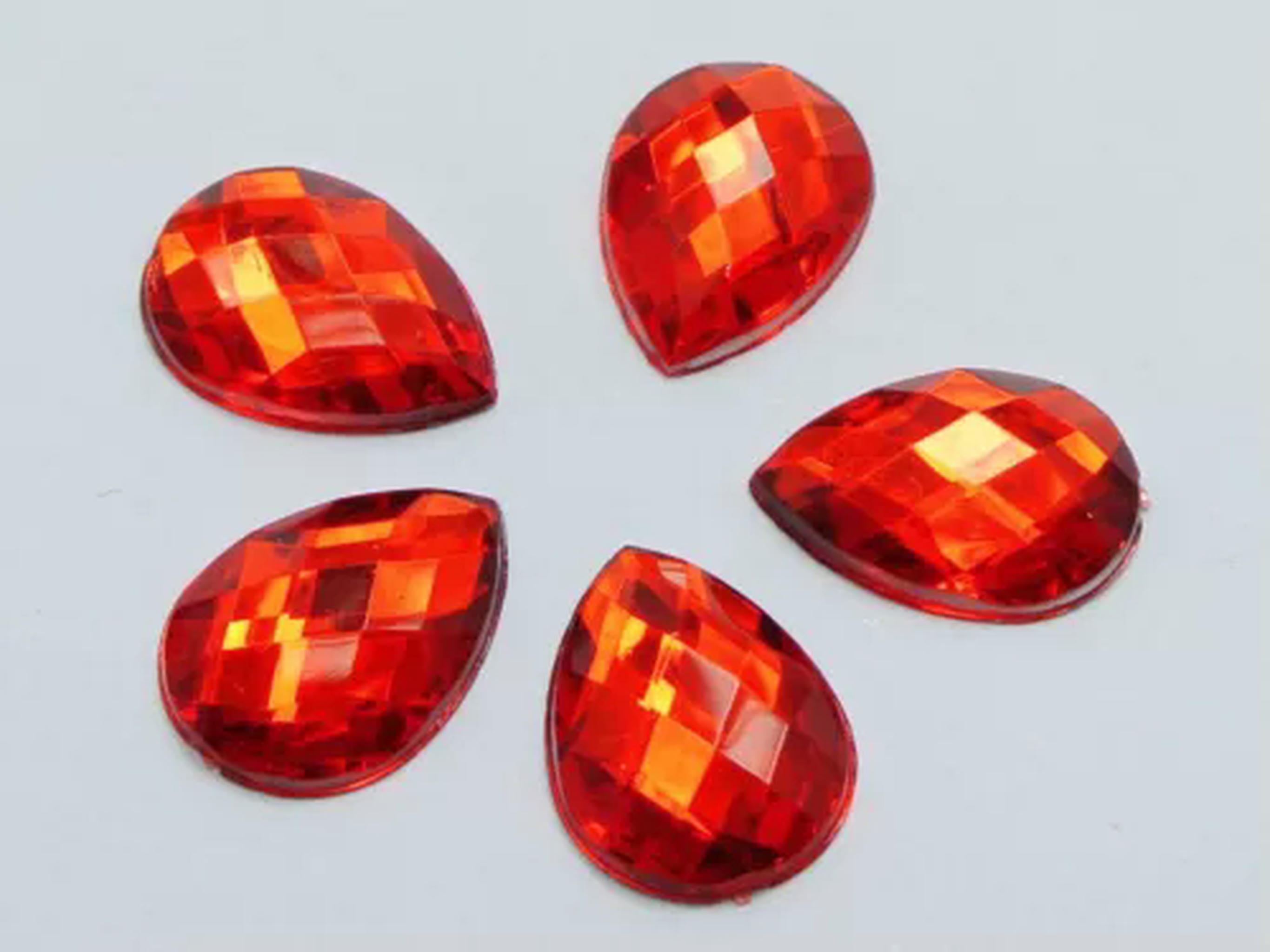 U8MO 100 Flatback Acrylic Rhinestone TearDrop Gems 13X18mm No Hole ...