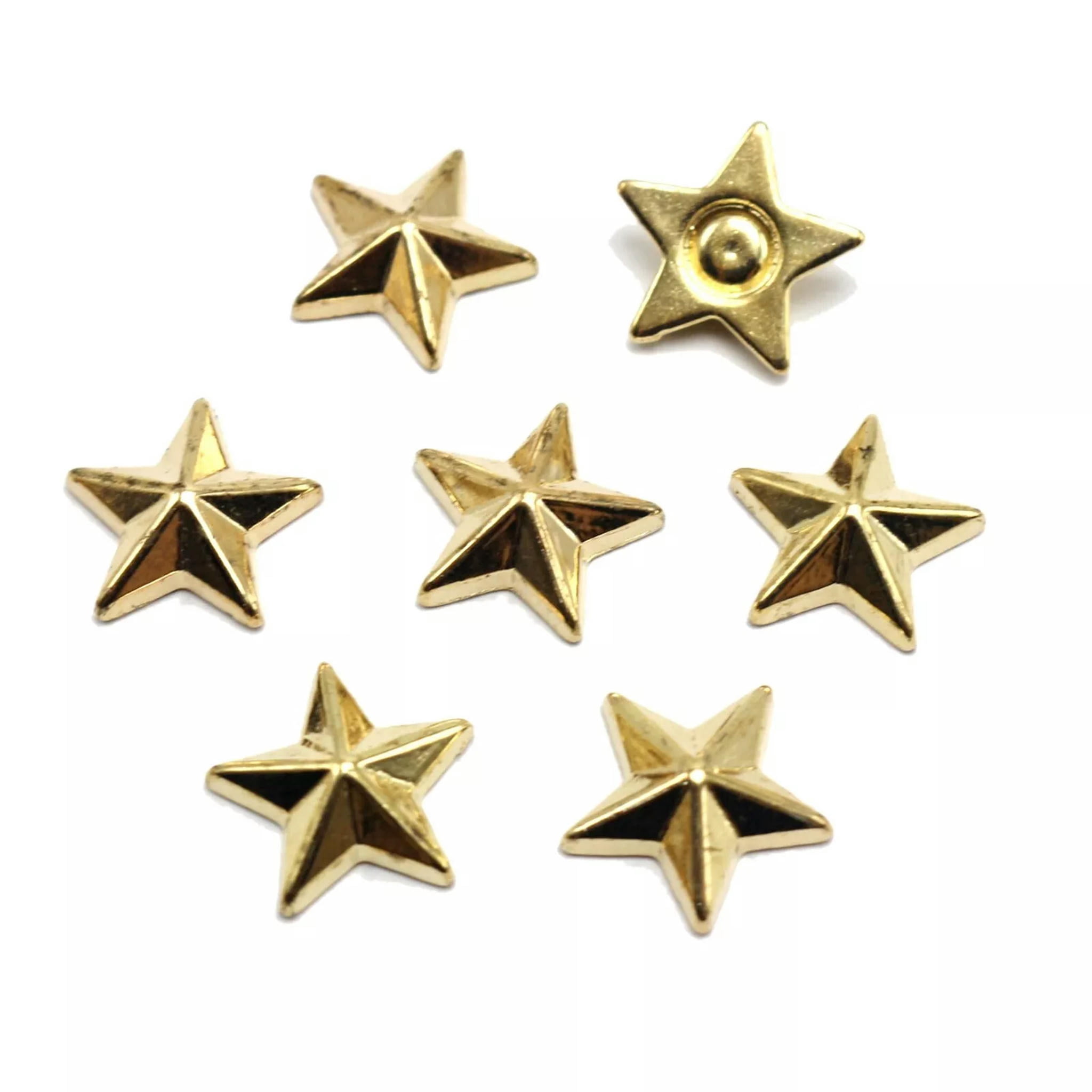 U8MO 100 Gold Tone Acrylic Star Studs 14mm No Hole Cabochon Phone Deco ...