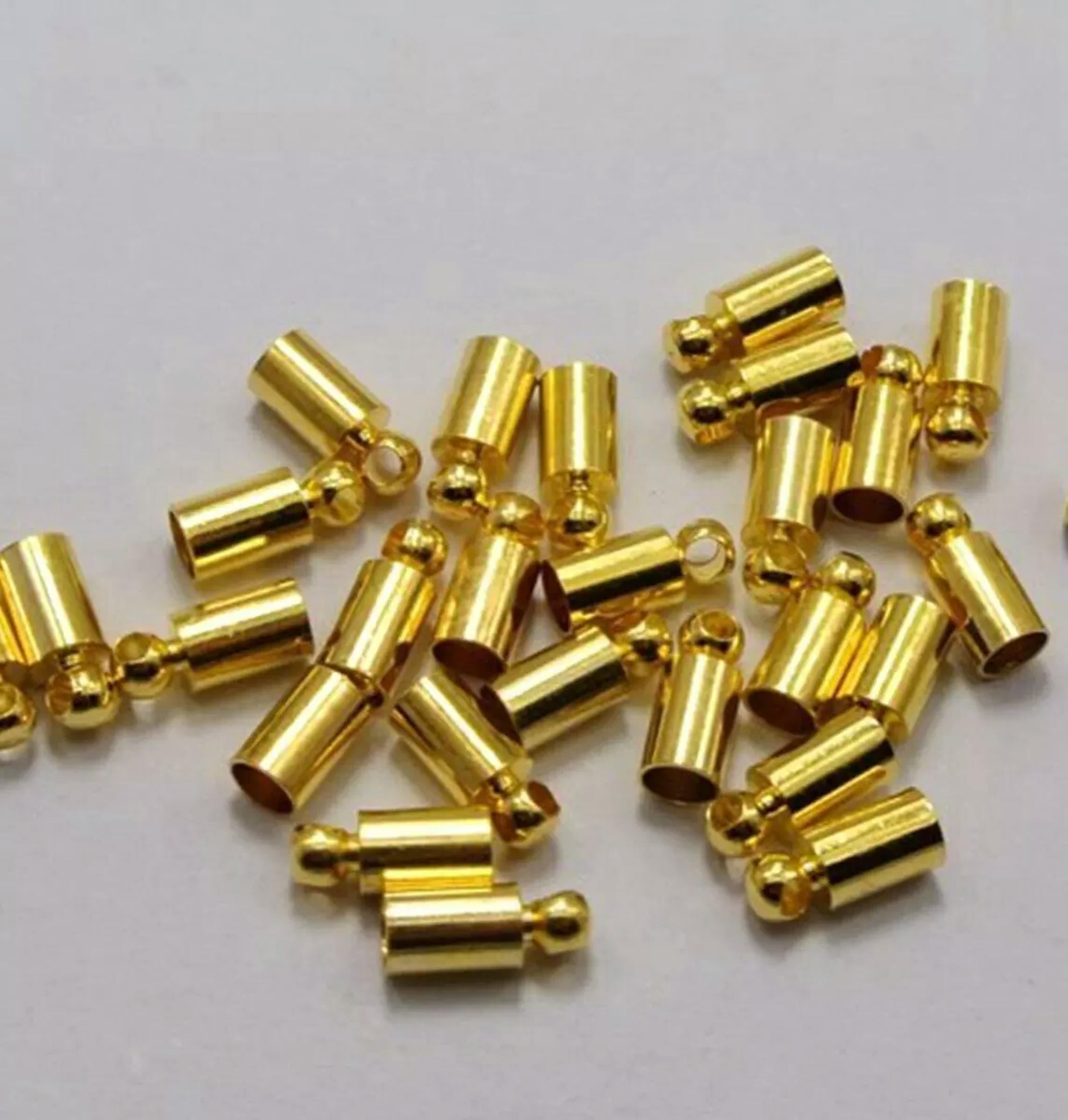 U8MO 100 Gold Tone End Bead Caps For 2.0mm Leather Cord Jewelry Finding ...